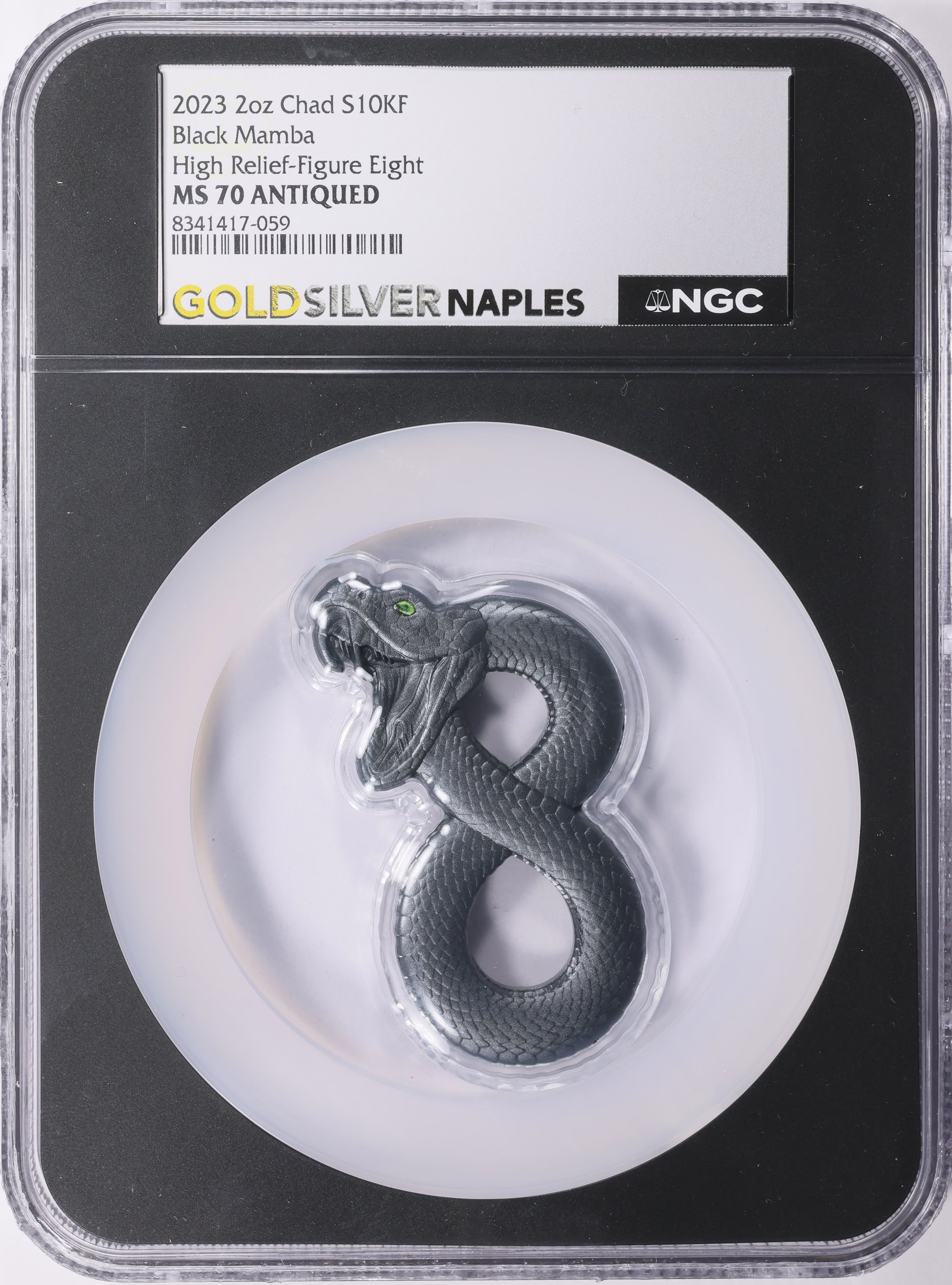 Chad 2023 Silver 10,000 Francs Black Mamba Figure 8 High Relief ...