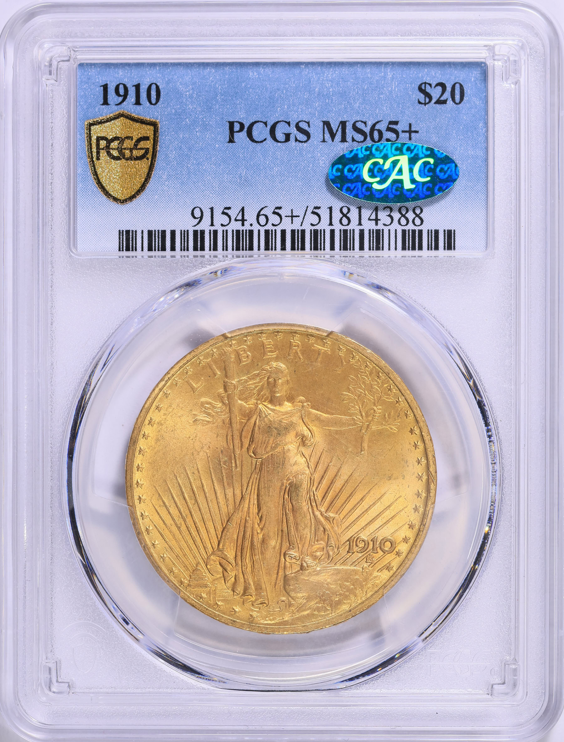 1910 Saint-Gaudens Gold Double Eagle PCGS MS-65+ (CAC Green) (Item 1832232) | GreatCollections ...