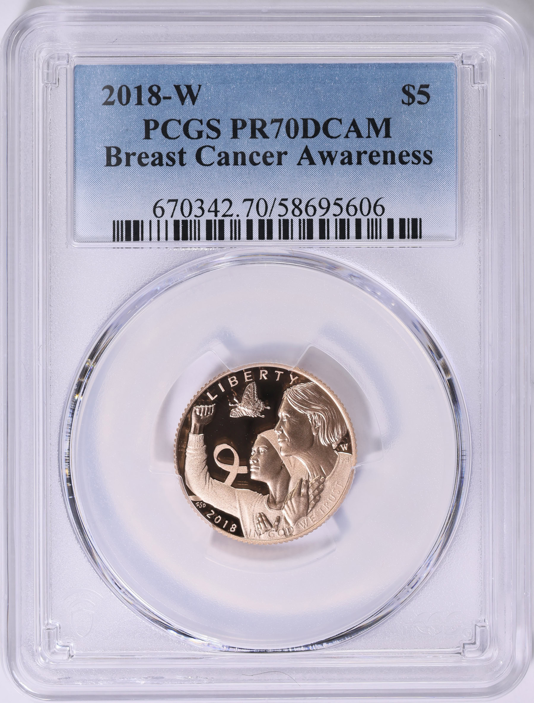 2018-W Breast Cancer Awareness Gold $5 PCGS Proof-70 DCAM (Item 1832294 ...