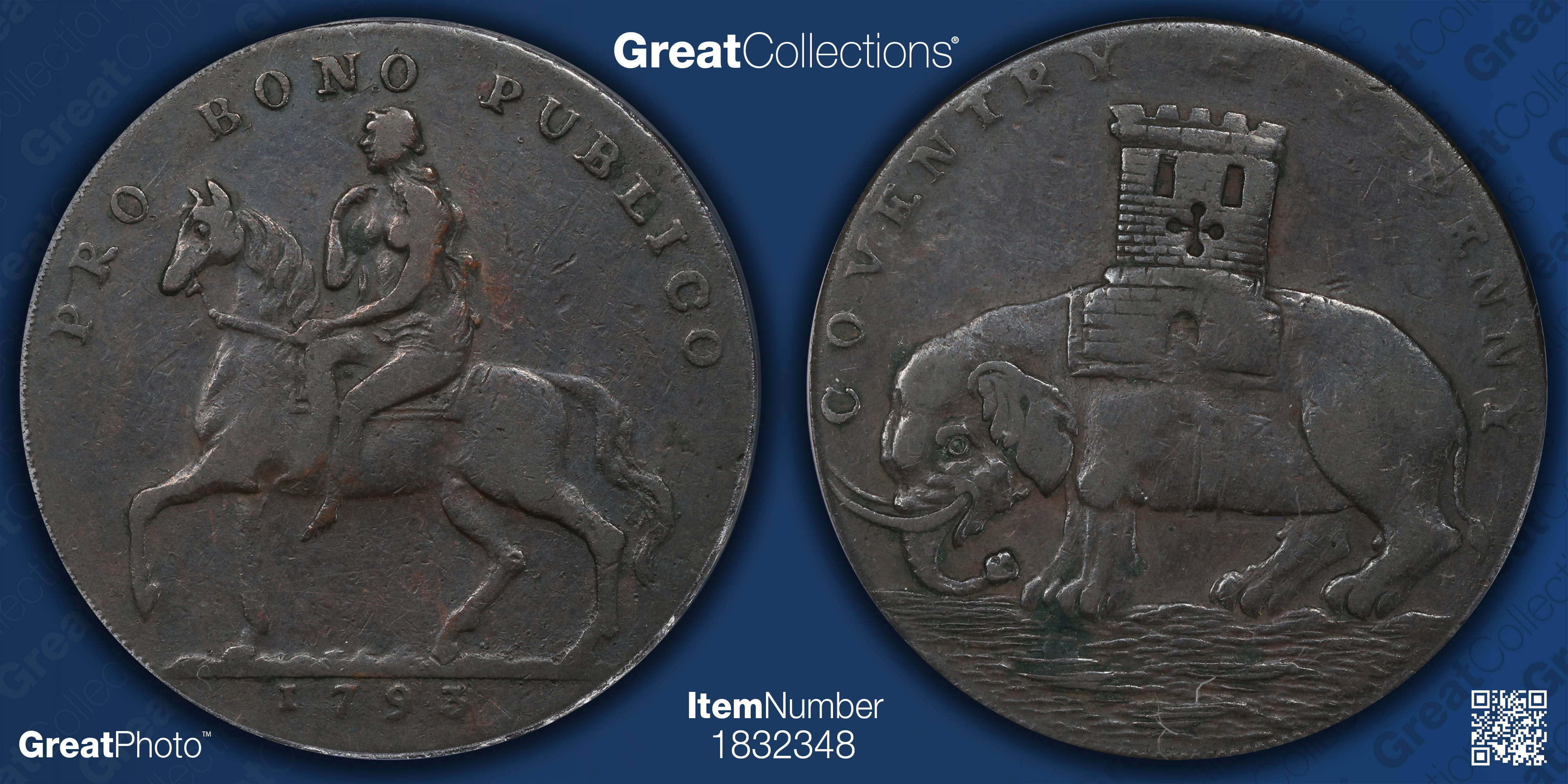 Great Britain - Warwickshire, Coventry 1793 1/2 Penny Token Lady Godiva ...