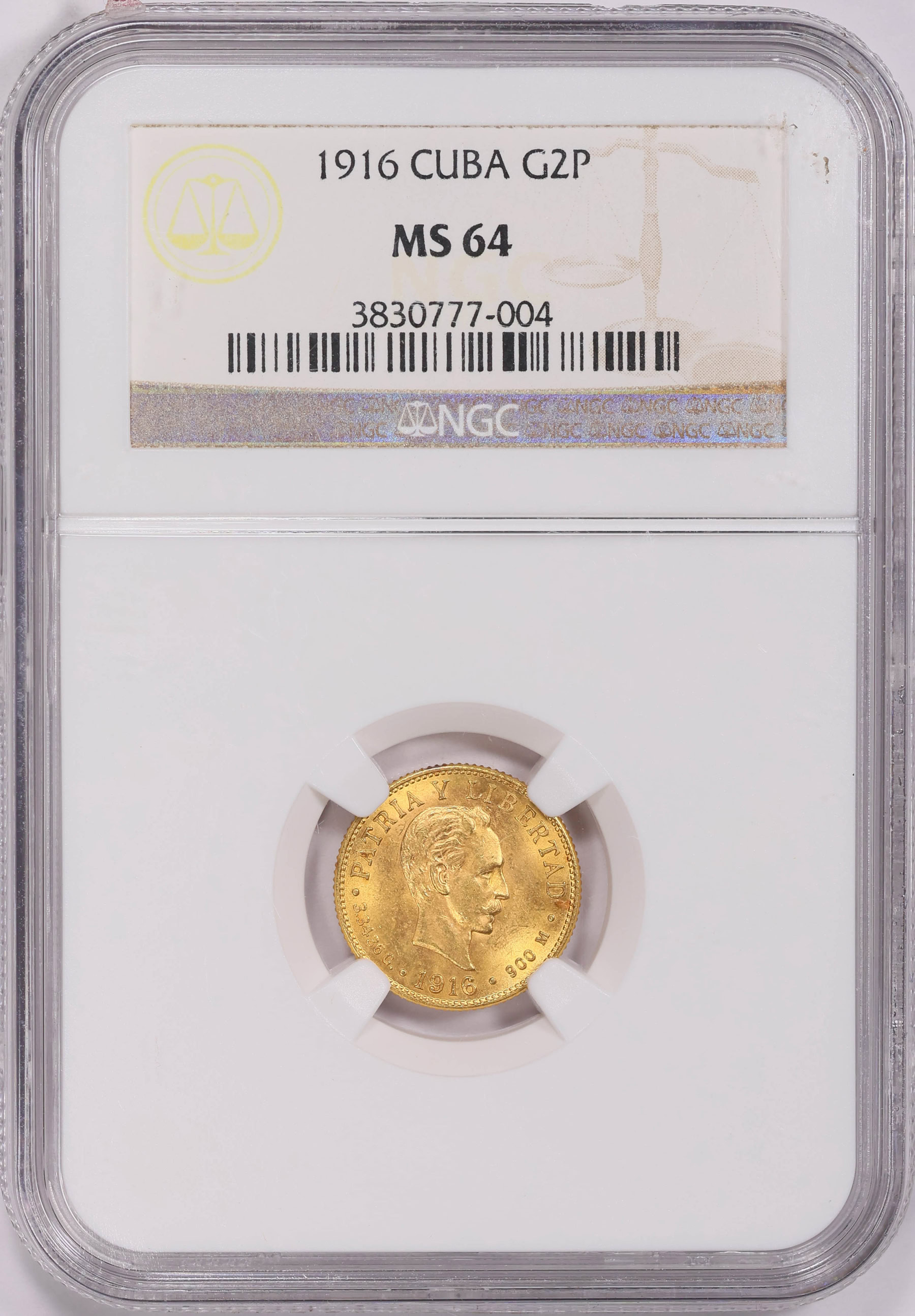 Cuba 1916 Gold 2 Pesos KM-17 NGC MS-64 (AGW = 0.0967 oz.) (Item 1832497 ...