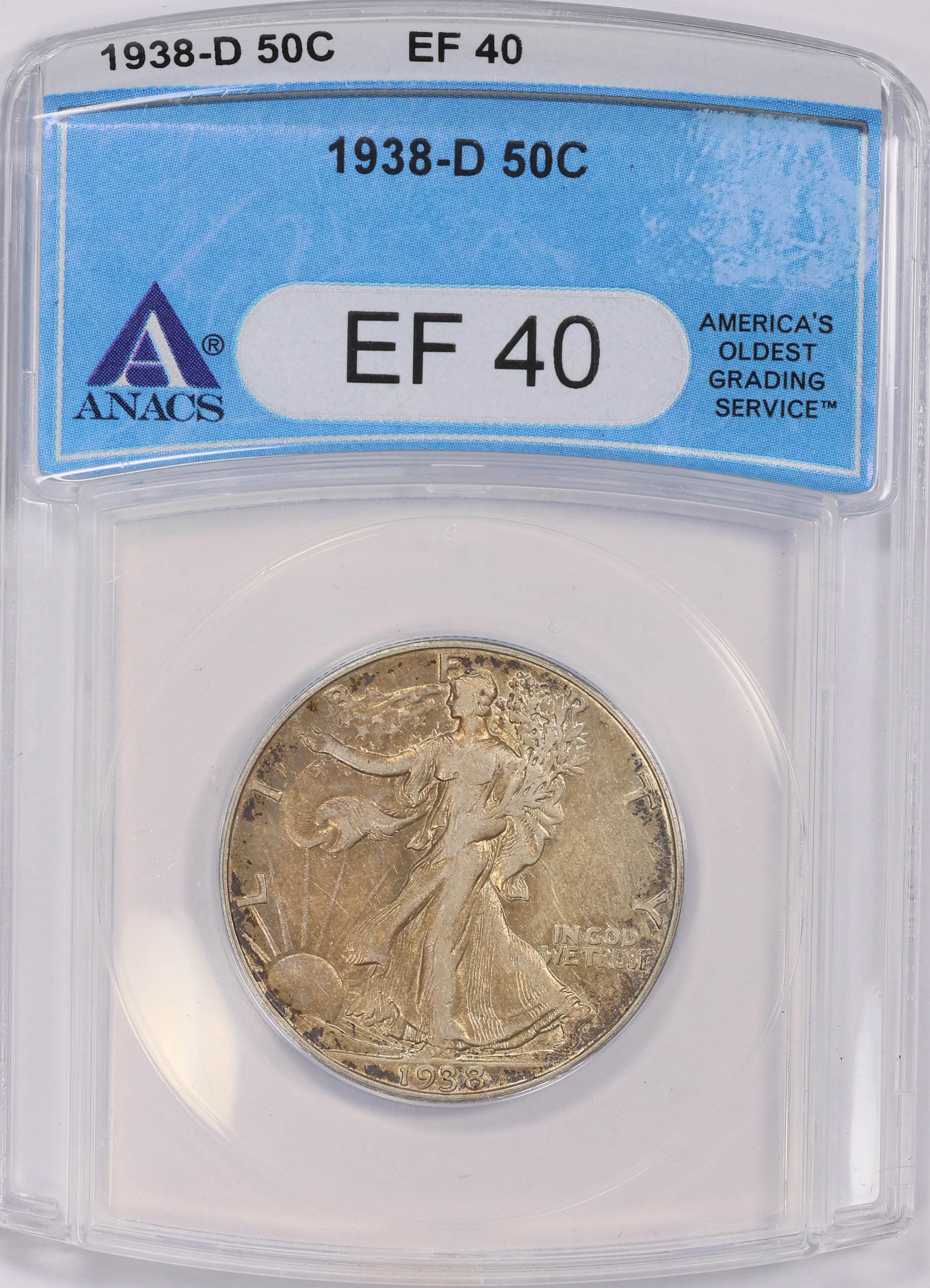 1938-D Walking Liberty Half Dollar ANACS XF-40 (Item 1832525) | GreatCollections Coin Auctions