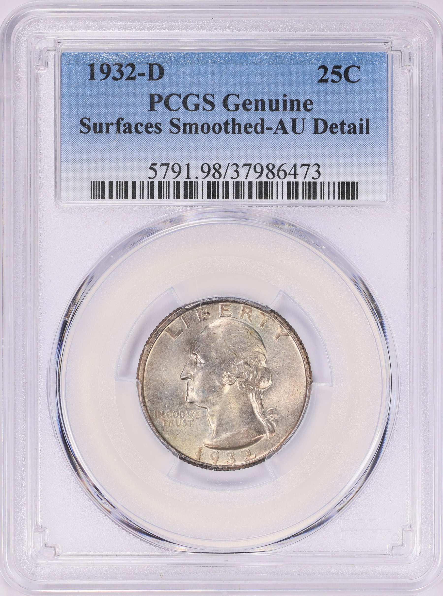 1932-D Washington Quarter PCGS Genuine AU Details (Item 1832529) | GreatCollections Coin Auctions