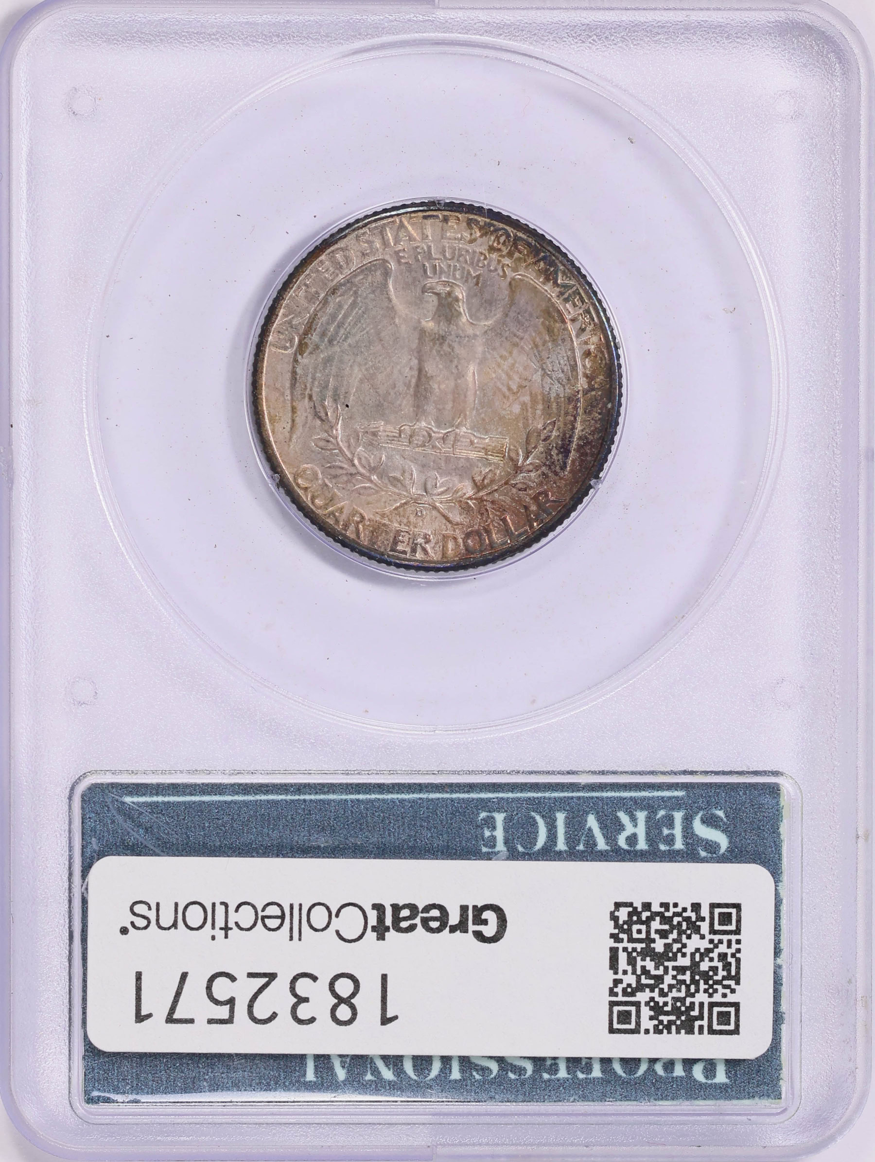 1939-D Washington Quarter PCGS MS-65 OGH (1st Gen) (Toned) (Item 1832571) | GreatCollections ...