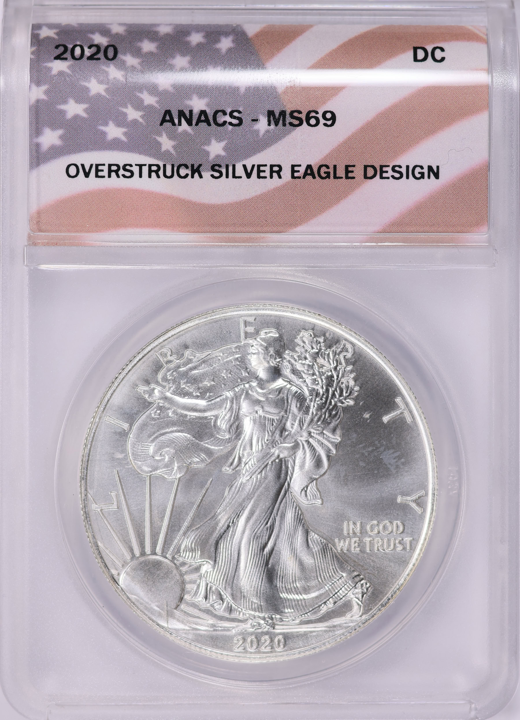 2020 Daniel Carr Token Overstruck Silver Eagle Design ANACS MS-69 ...