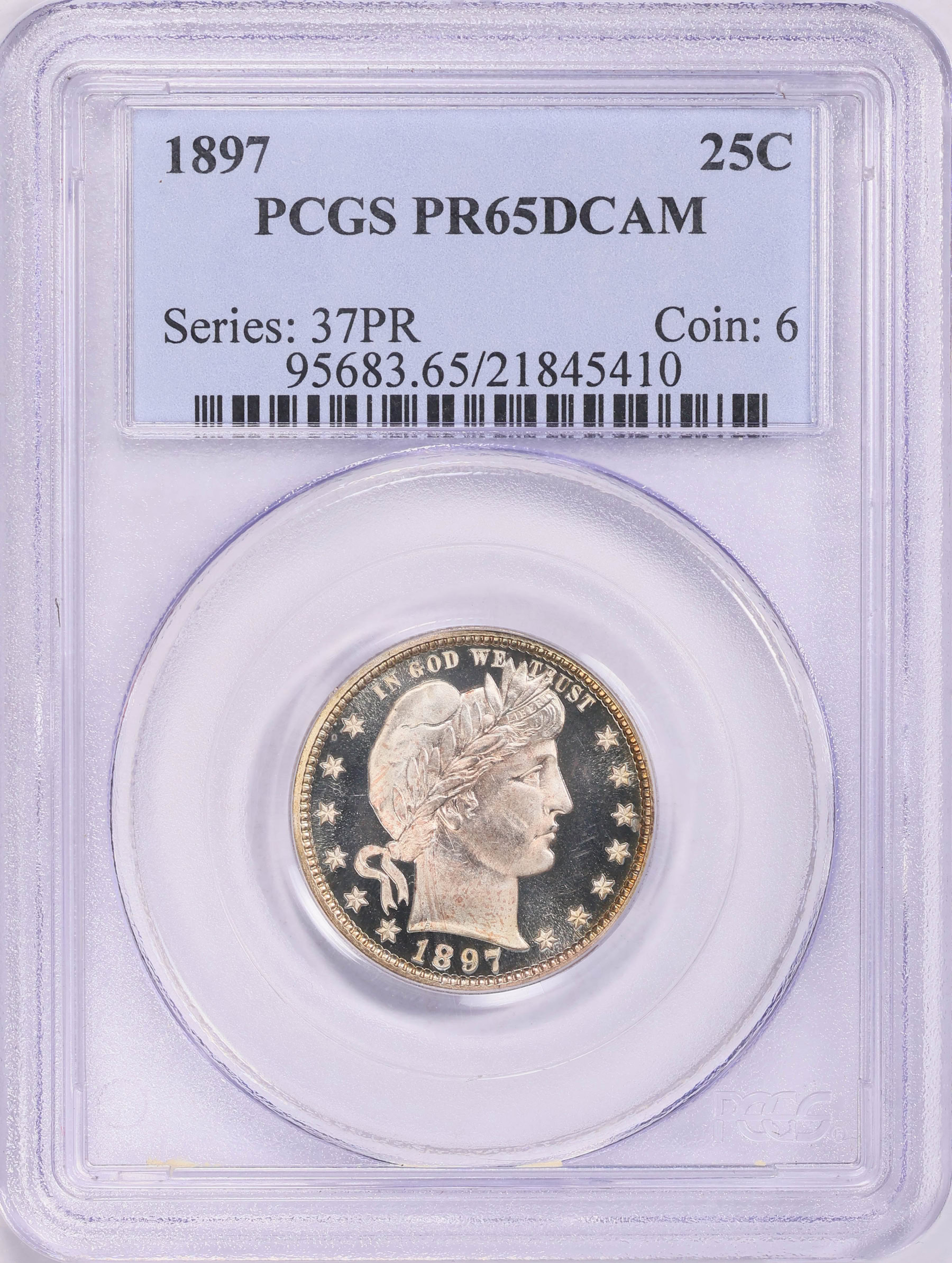 1897 Barber Quarter PCGS Proof-65 DCAM (Item 1832598) | GreatCollections Coin Auctions