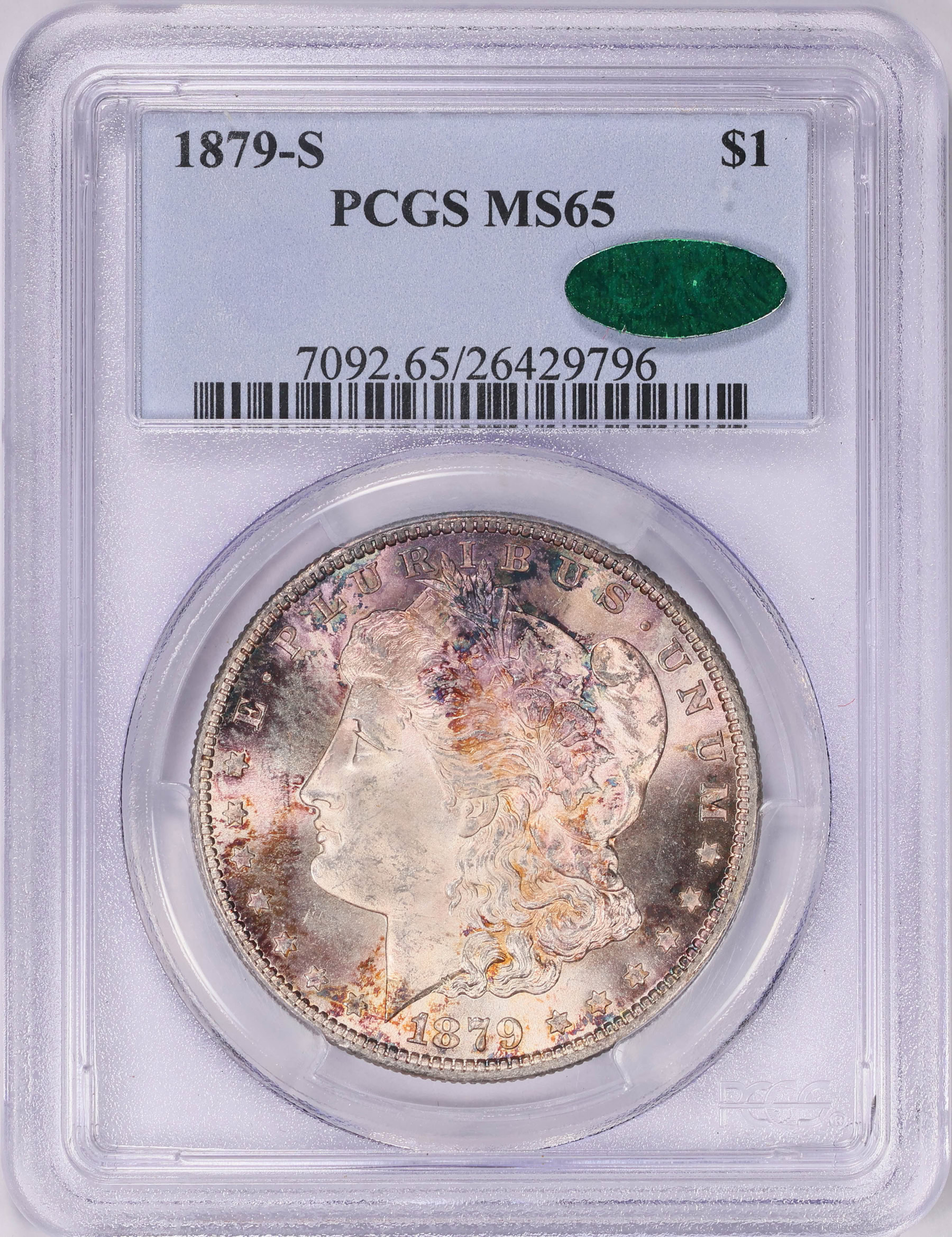 1879-S Morgan Silver Dollar PCGS MS-65 (CAC Green) (Toned) (Item 1832609) | GreatCollections ...