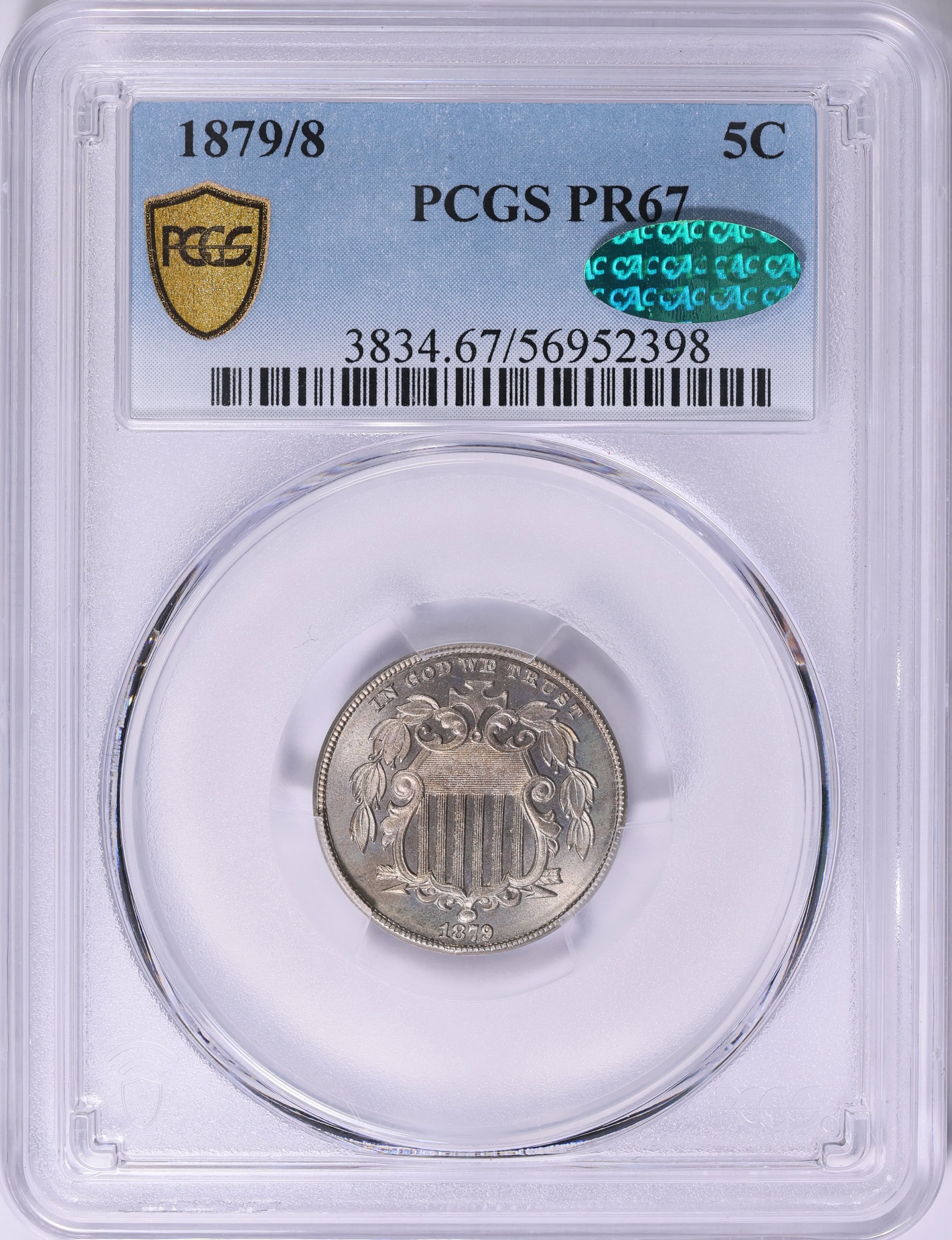 1879/8 Shield Nickel PCGS Proof-67 (CAC Green) (Toned) (Item 1832707 ...