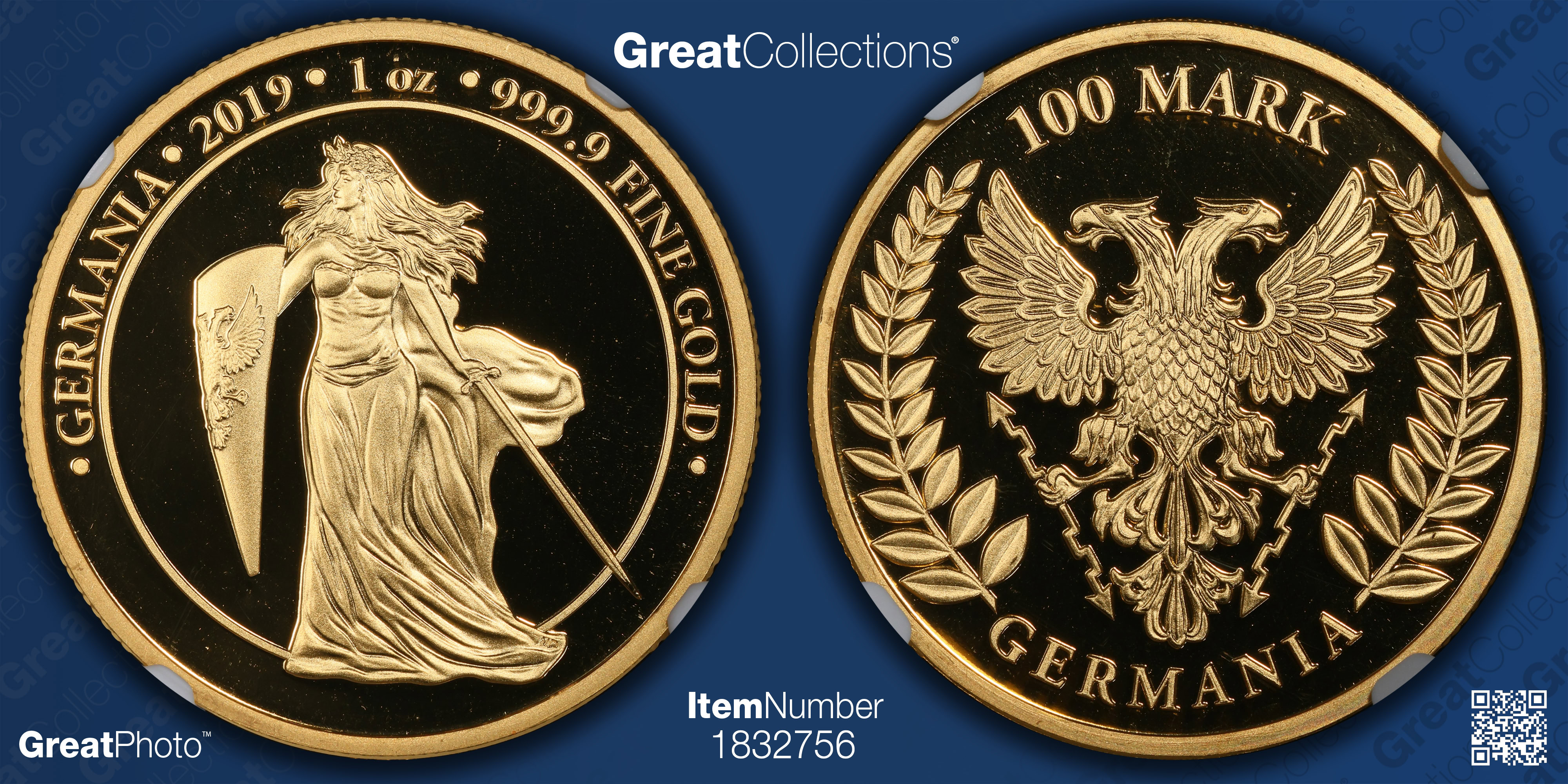 Germania 2019 Gold 100 Marks Fantasy Issue With Case of Issue NGC Proof ...