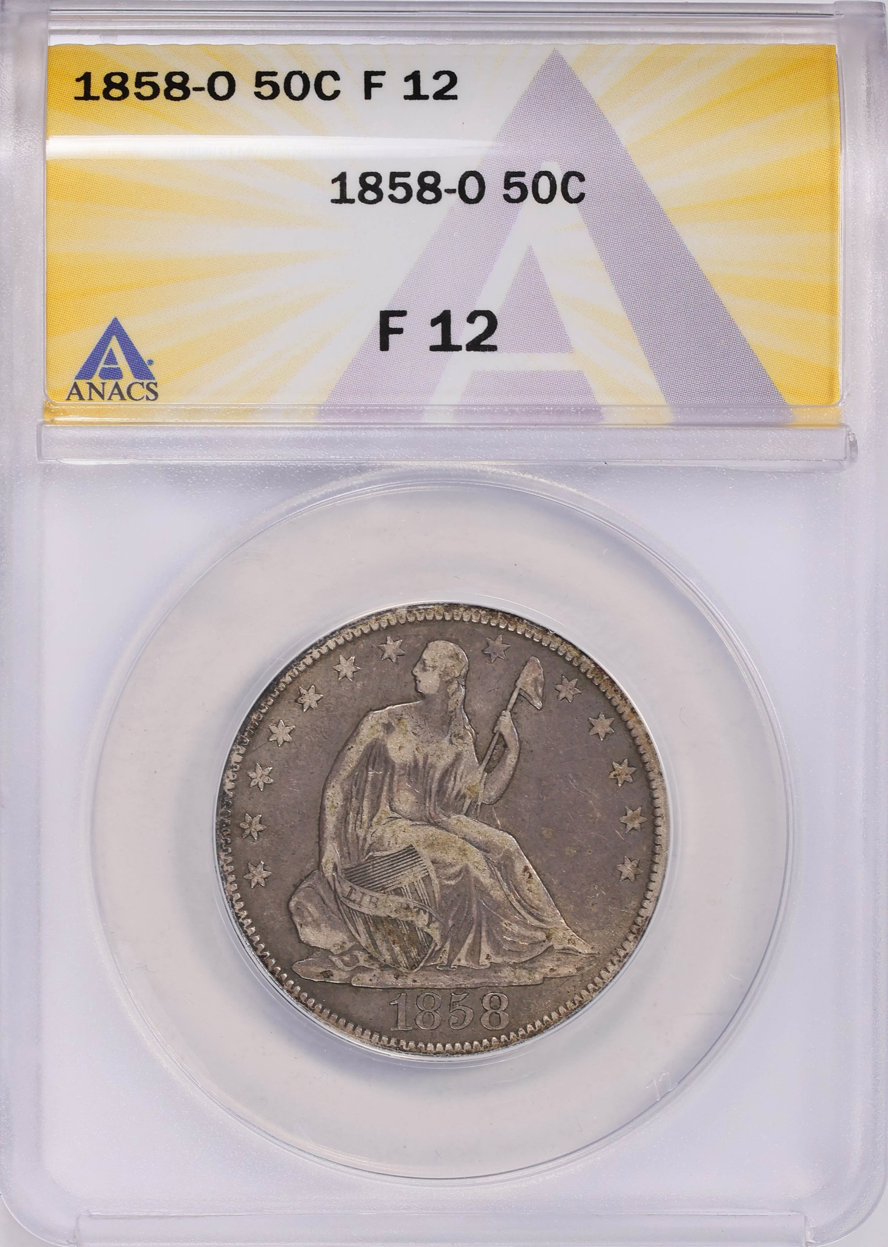 1858-O Seated Liberty Half Dollar ANACS F-12 (Item 1832789) | GreatCollections Coin Auctions