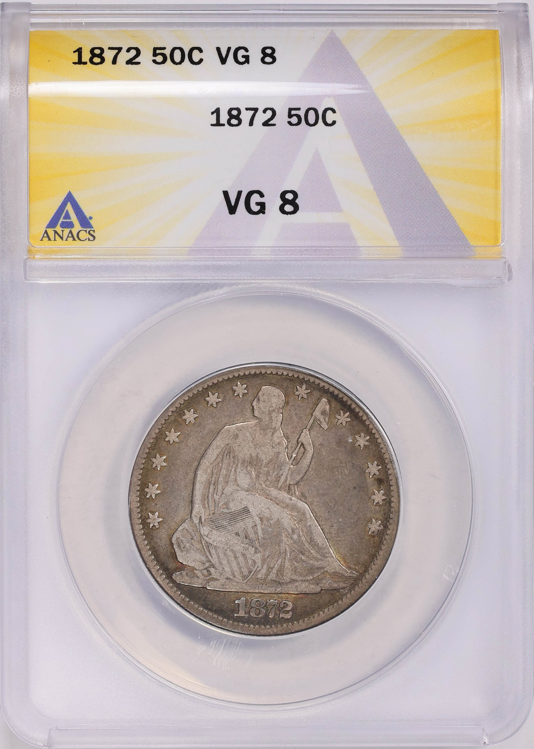 1872 Seated Liberty Half Dollar ANACS VG-08 (Item 1832792) | GreatCollections Coin Auctions
