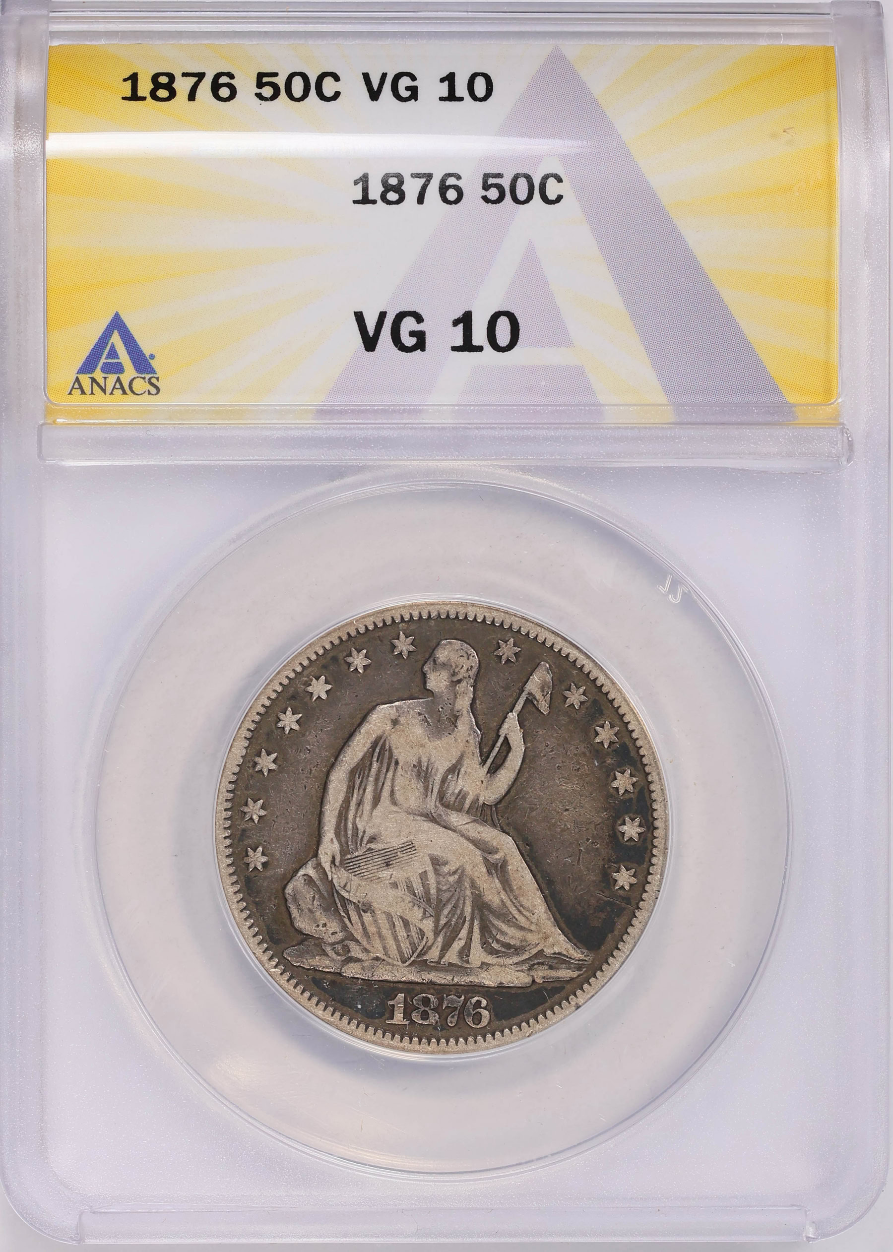 1876 Seated Liberty Half Dollar ANACS VG-10 (Item 1832794) | GreatCollections Coin Auctions
