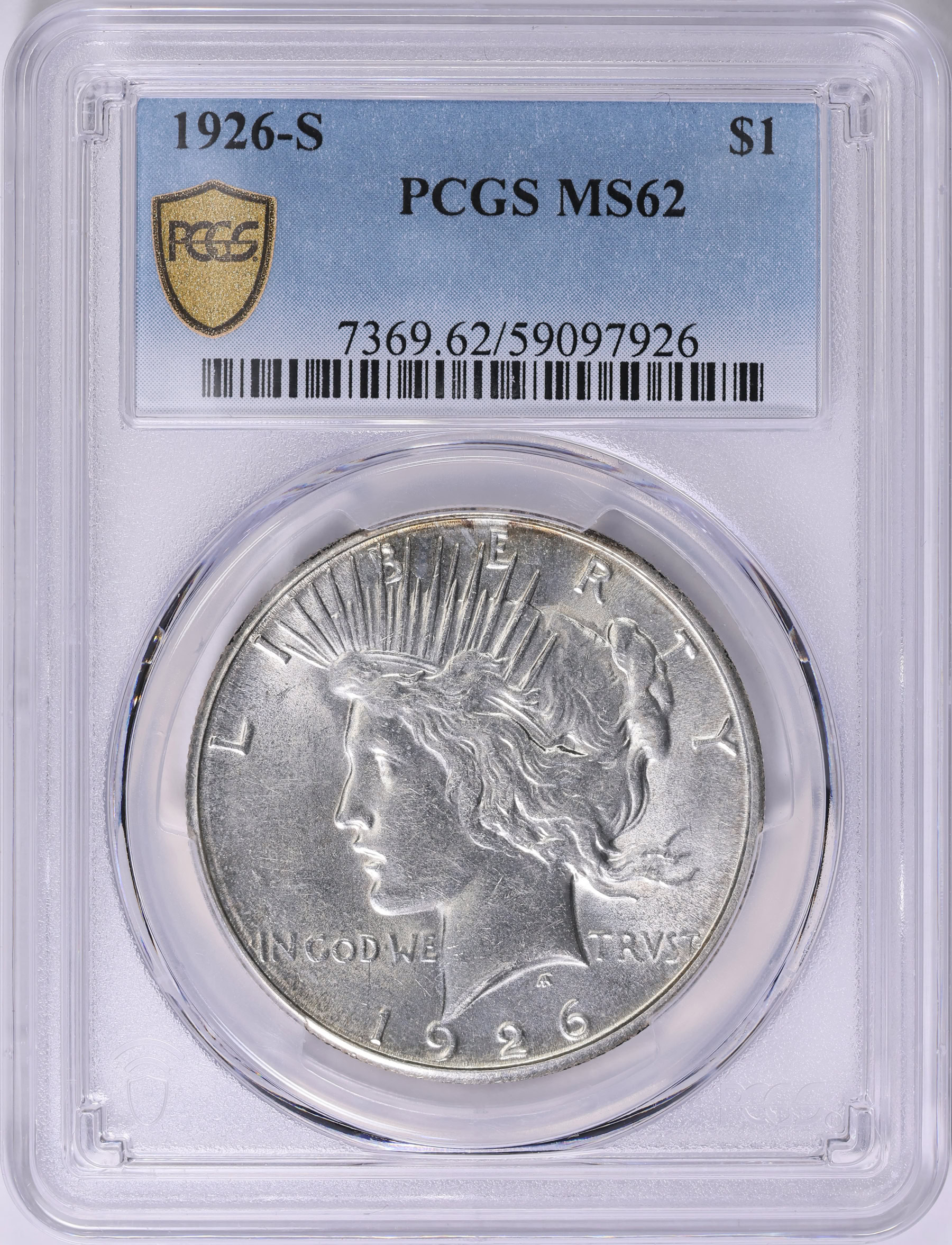 1926-S Peace Silver Dollar PCGS MS-62 (Item 1832820) | GreatCollections ...