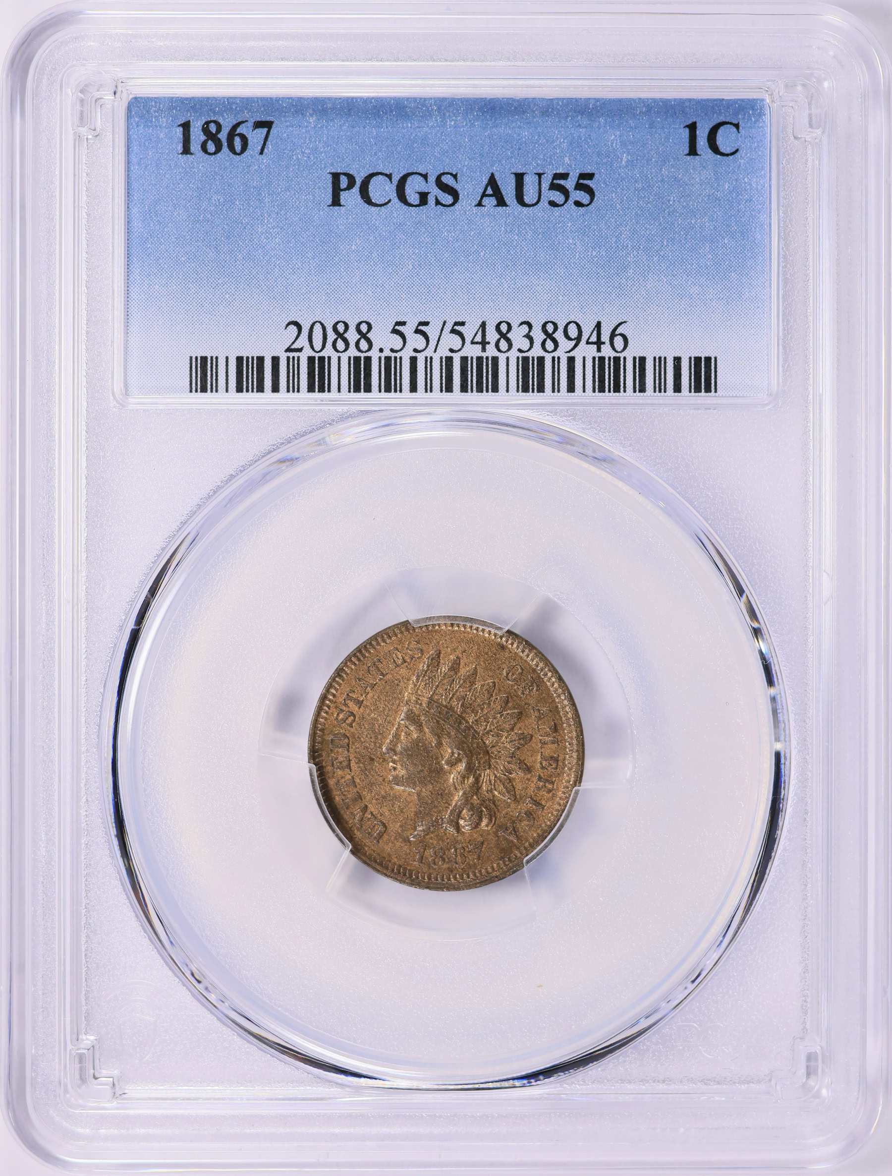 1867 Indian Cent PCGS AU-55 BN (Item 1832841) | GreatCollections Coin Auctions