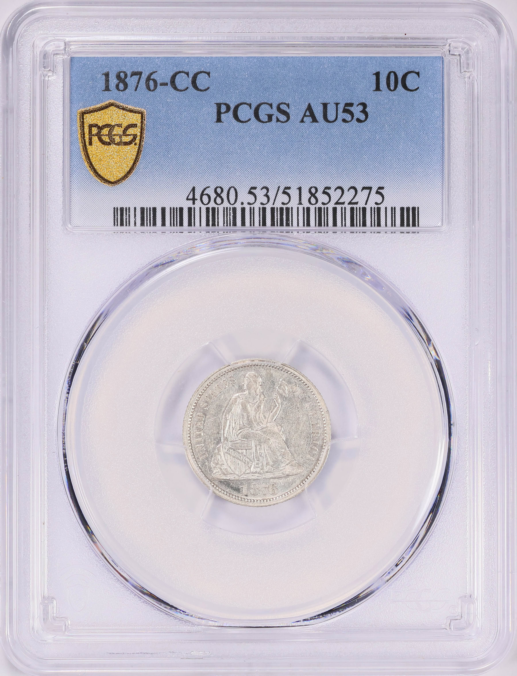 1876-CC Seated Liberty Dime PCGS AU-53 (Item 1832912) | GreatCollections Coin Auctions