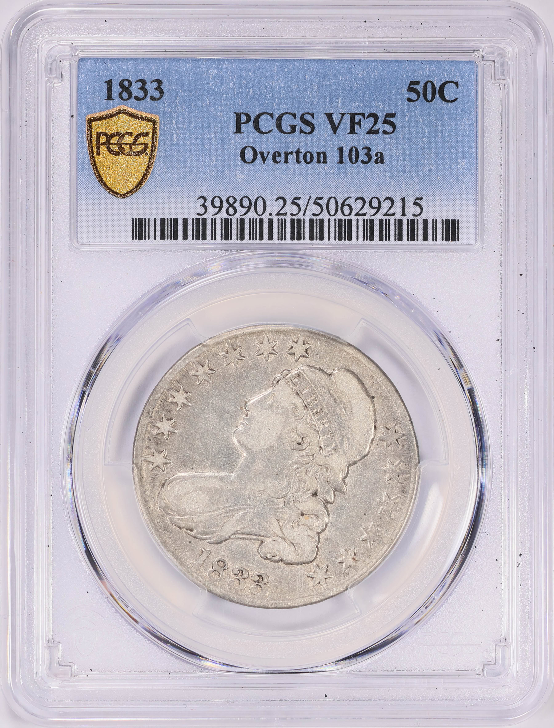 1833 Capped Bust Half Dollar Overton 103a PCGS VF-25 (Item 1832918 ...