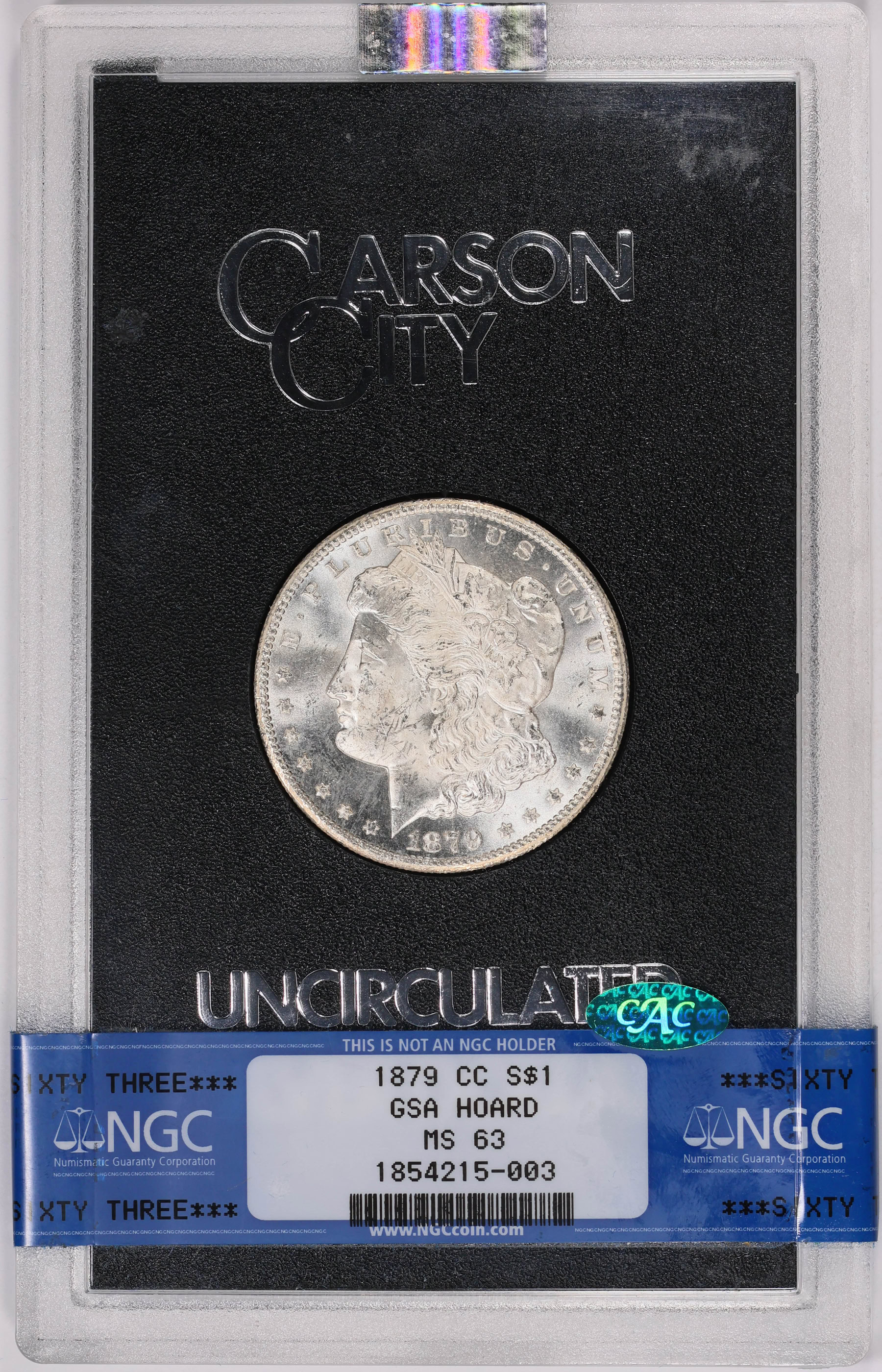 1879-CC Morgan Silver Dollar GSA Hoard NGC MS-63 (CAC Green) (GSA ...