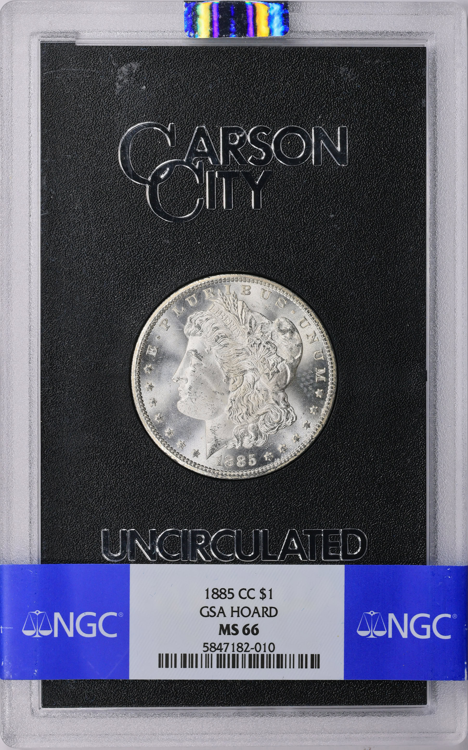 1885-CC Morgan Silver Dollar GSA Hoard NGC MS-66 (GSA Holder) (With GSA ...