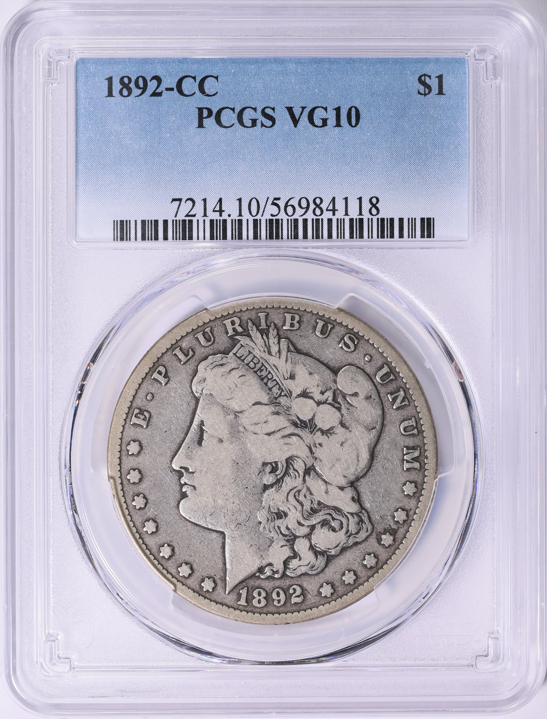 1892-CC Morgan Silver Dollar PCGS VG-10 (Item 1833001) | GreatCollections Coin Auctions