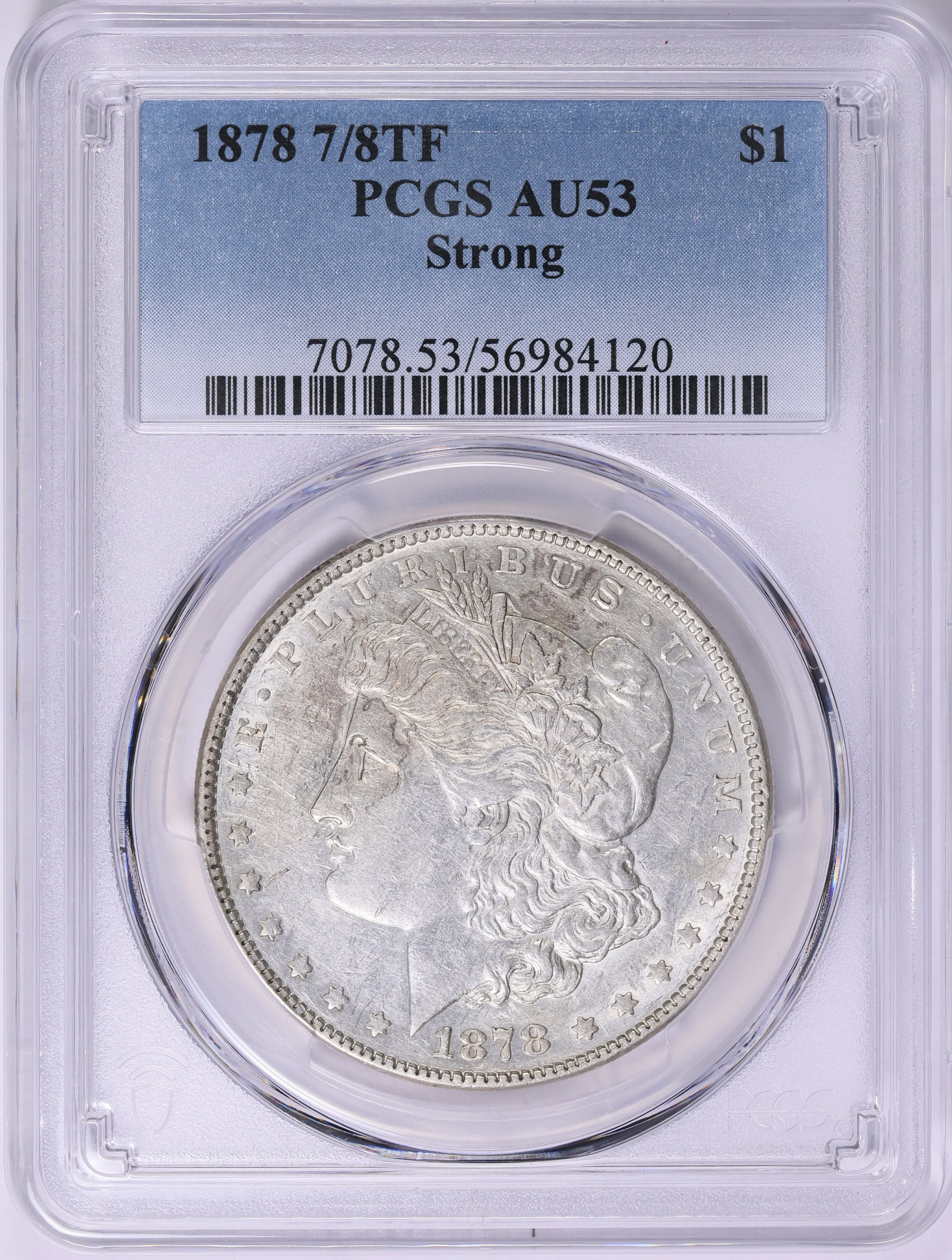 1878 Morgan Silver Dollar 7/8 Tailfeathers, Strong PCGS AU-53 (Item 1833003) | GreatCollections ...