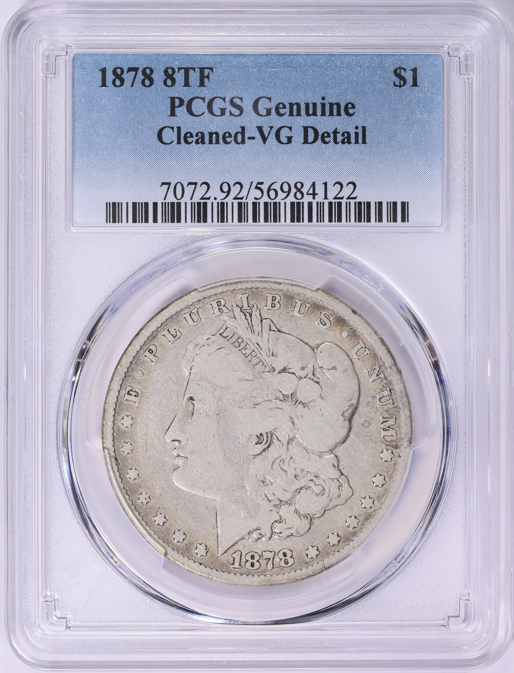 1878 Morgan Silver Dollar 8 Tailfeathers PCGS Genuine VG Details (Item 1833005 ...