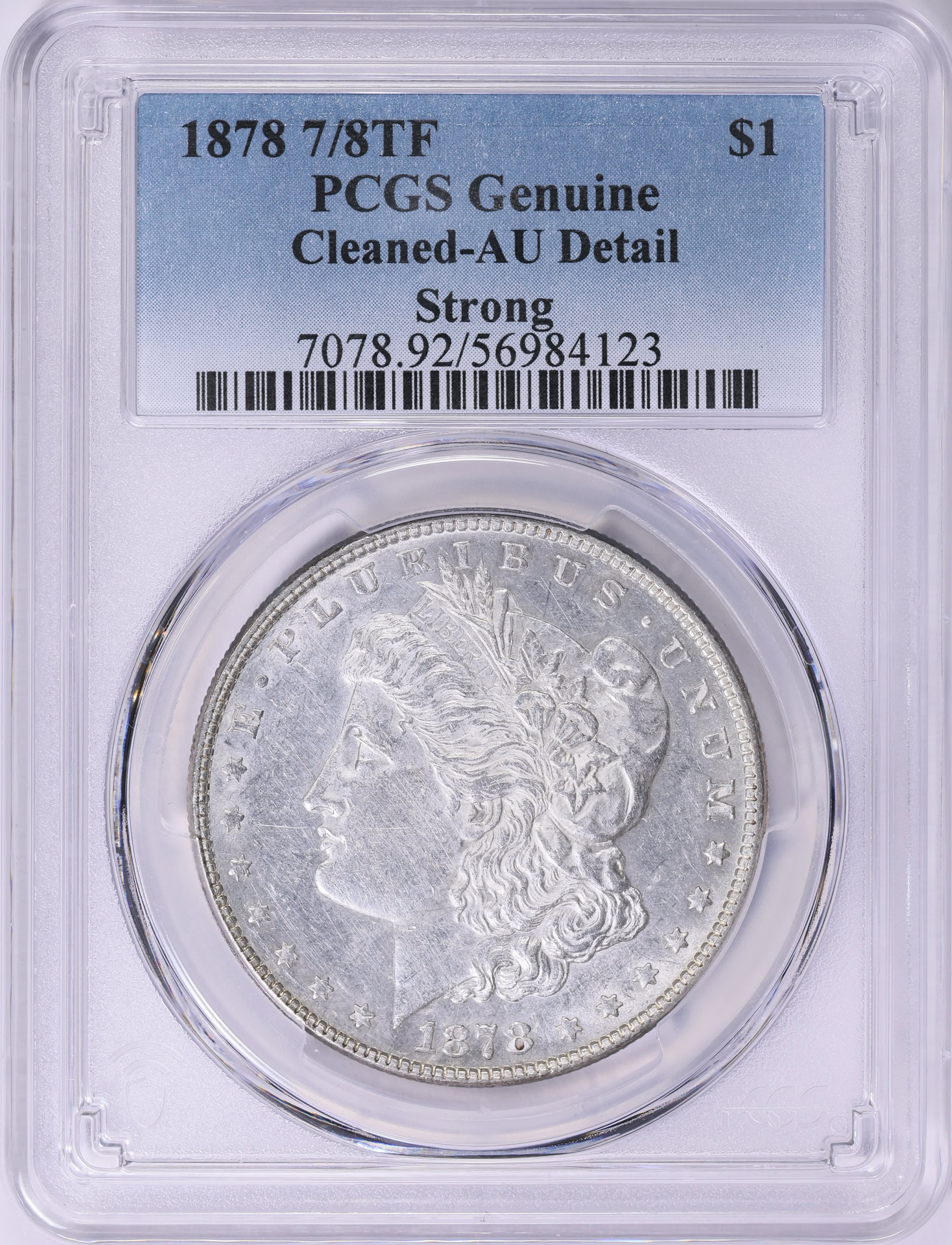 1878 Morgan Silver Dollar 7/8 Tailfeathers, Strong PCGS Genuine AU Details (Item 1833006 ...