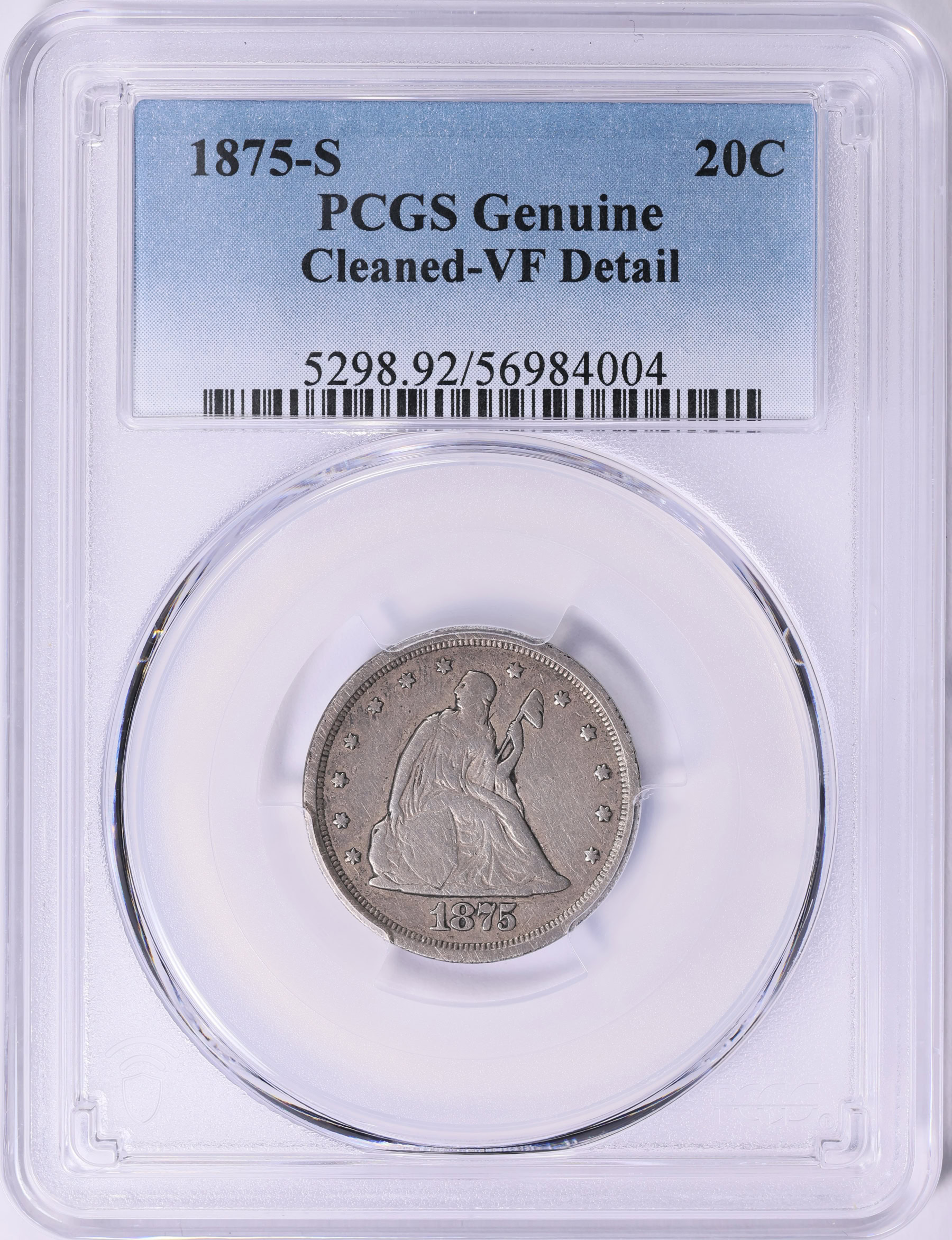 1875-S Twenty-Cent Piece PCGS Genuine VF Details (Item 1833026) | GreatCollections Coin Auctions