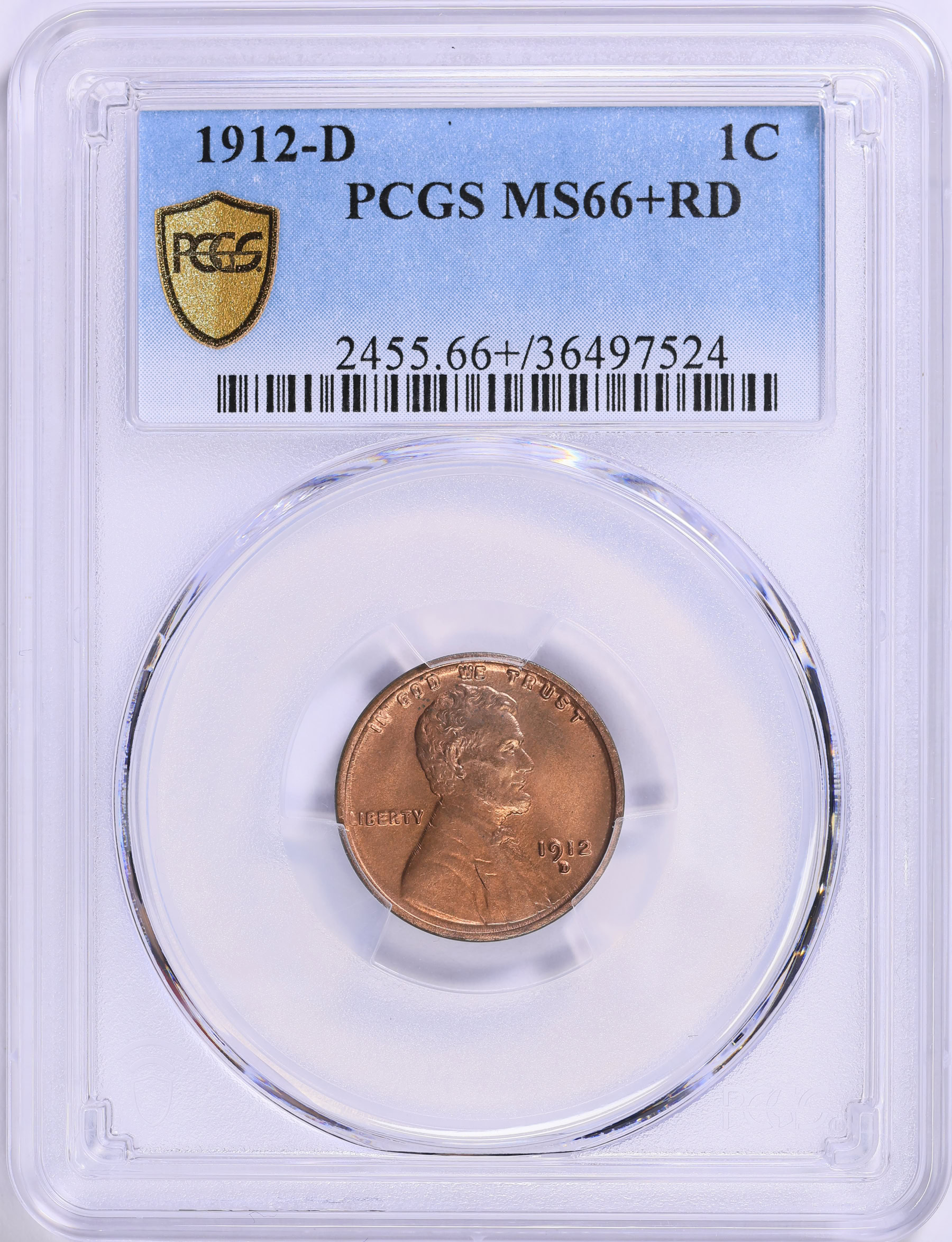 1912-D Lincoln Cent PCGS MS-66+ RD (Item 1833046) | GreatCollections Coin Auctions