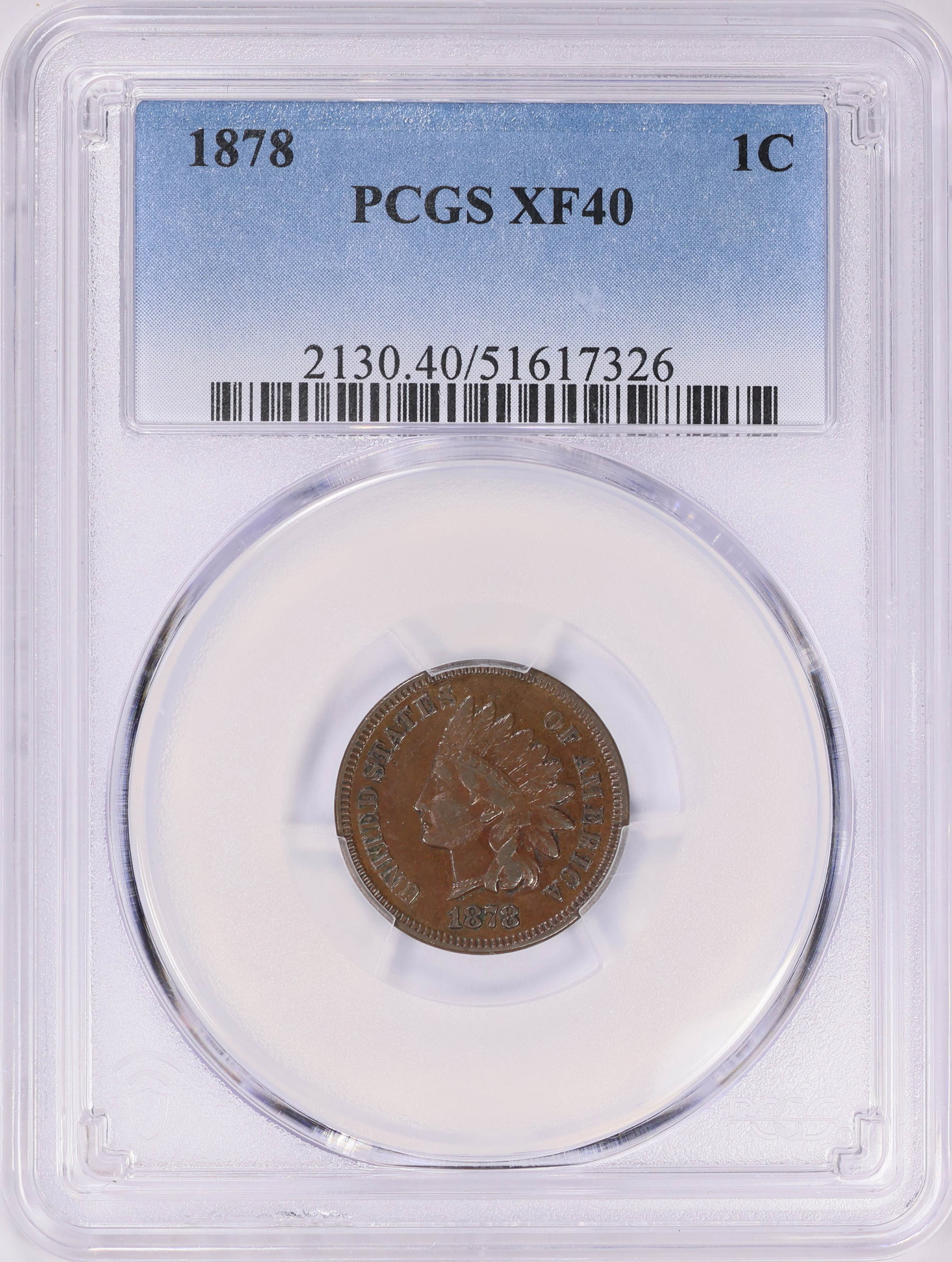 1878 Indian Cent PCGS XF-40 BN (Item 1833083) | GreatCollections Coin Auctions