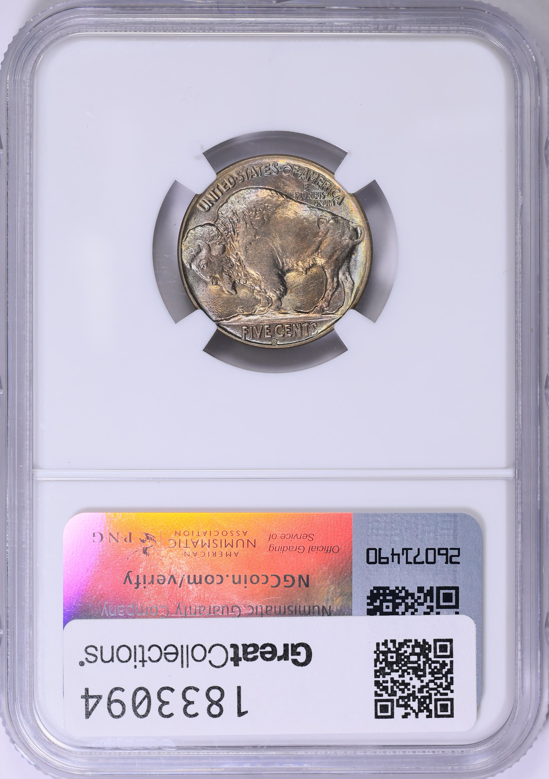 1937-D Buffalo Nickel NGC MS-65 (Toned) (Item 1833094) | GreatCollections Coin Auctions