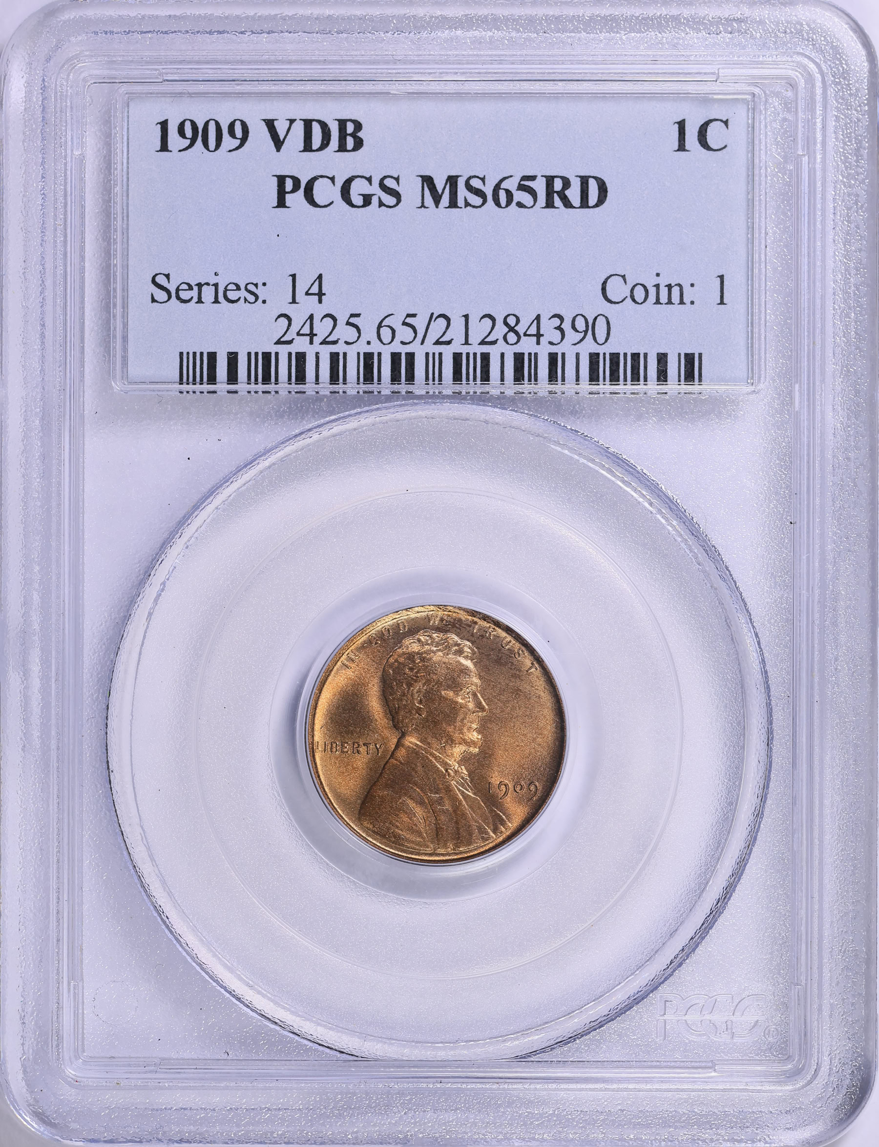 1909 Lincoln Cent V.D.B. PCGS MS-65 RD (Item 1833121) | GreatCollections Coin Auctions