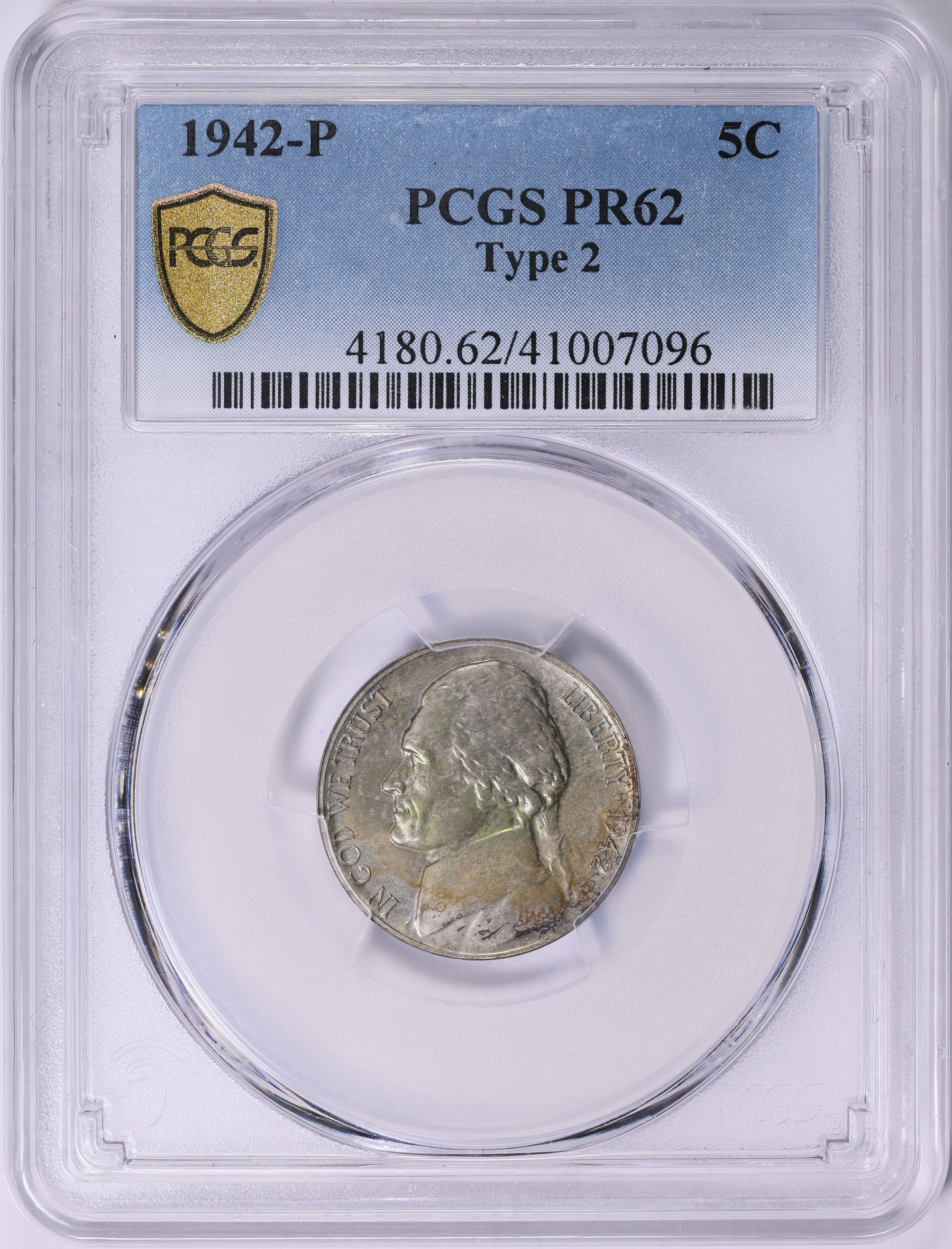 1942-P Jefferson Nickel Type 2 PCGS Proof-62 (Toned) (Item 1833128 ...