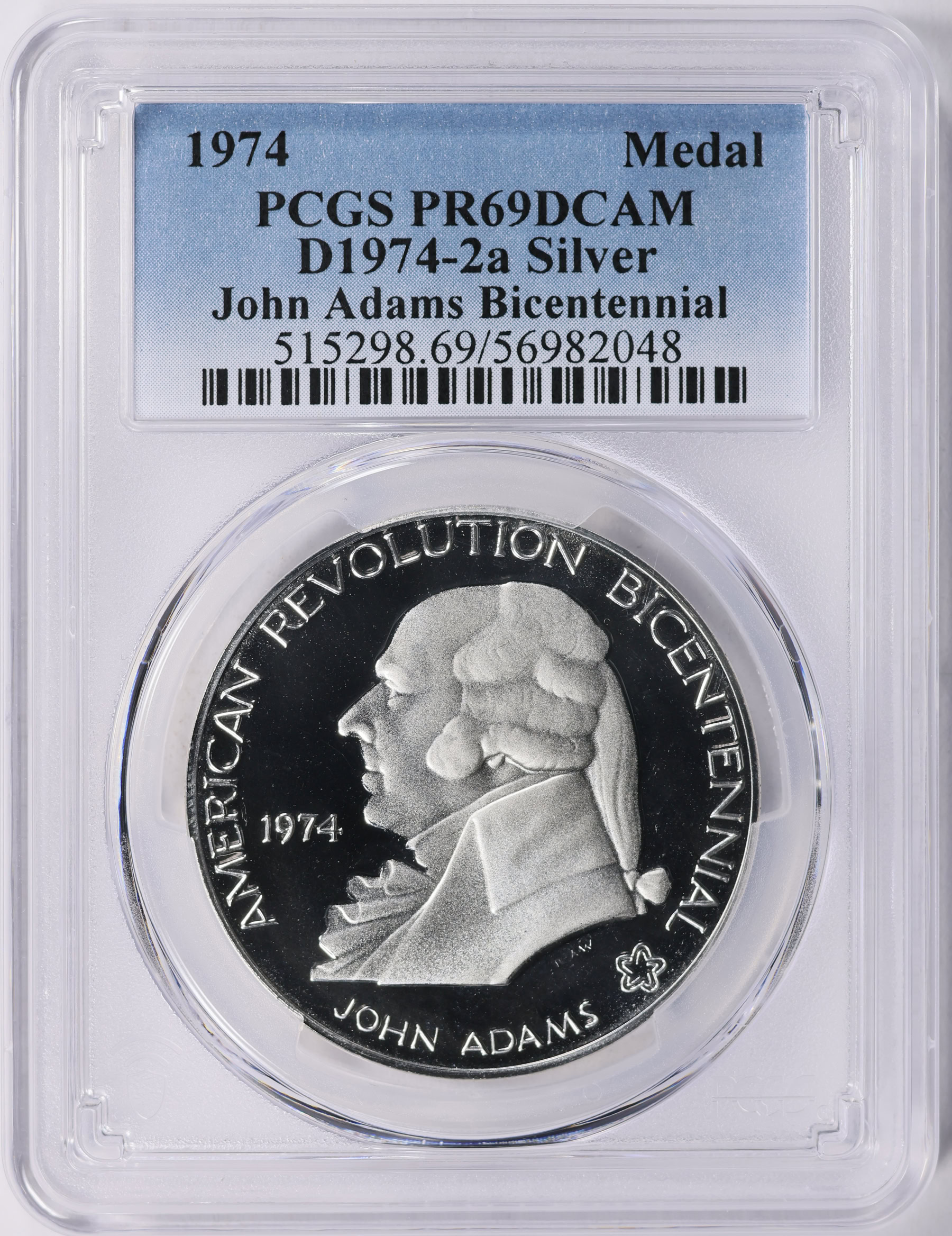 1974 U.S. Mint Medal Silver Bicentennial - John Adams PCGS Proof-69 ...