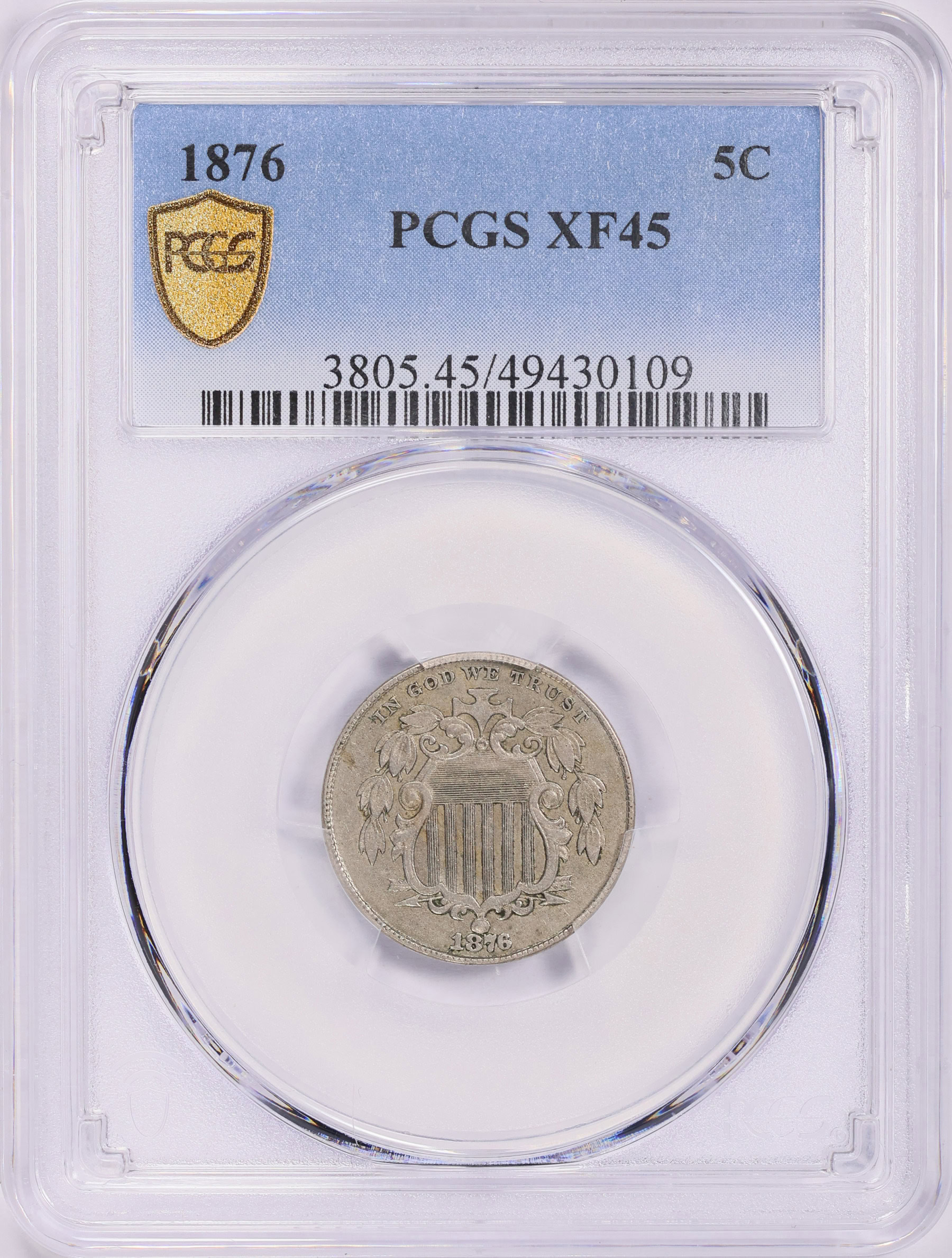 1876 Shield Nickel PCGS XF-45 (Item 1833208) | GreatCollections Coin Auctions