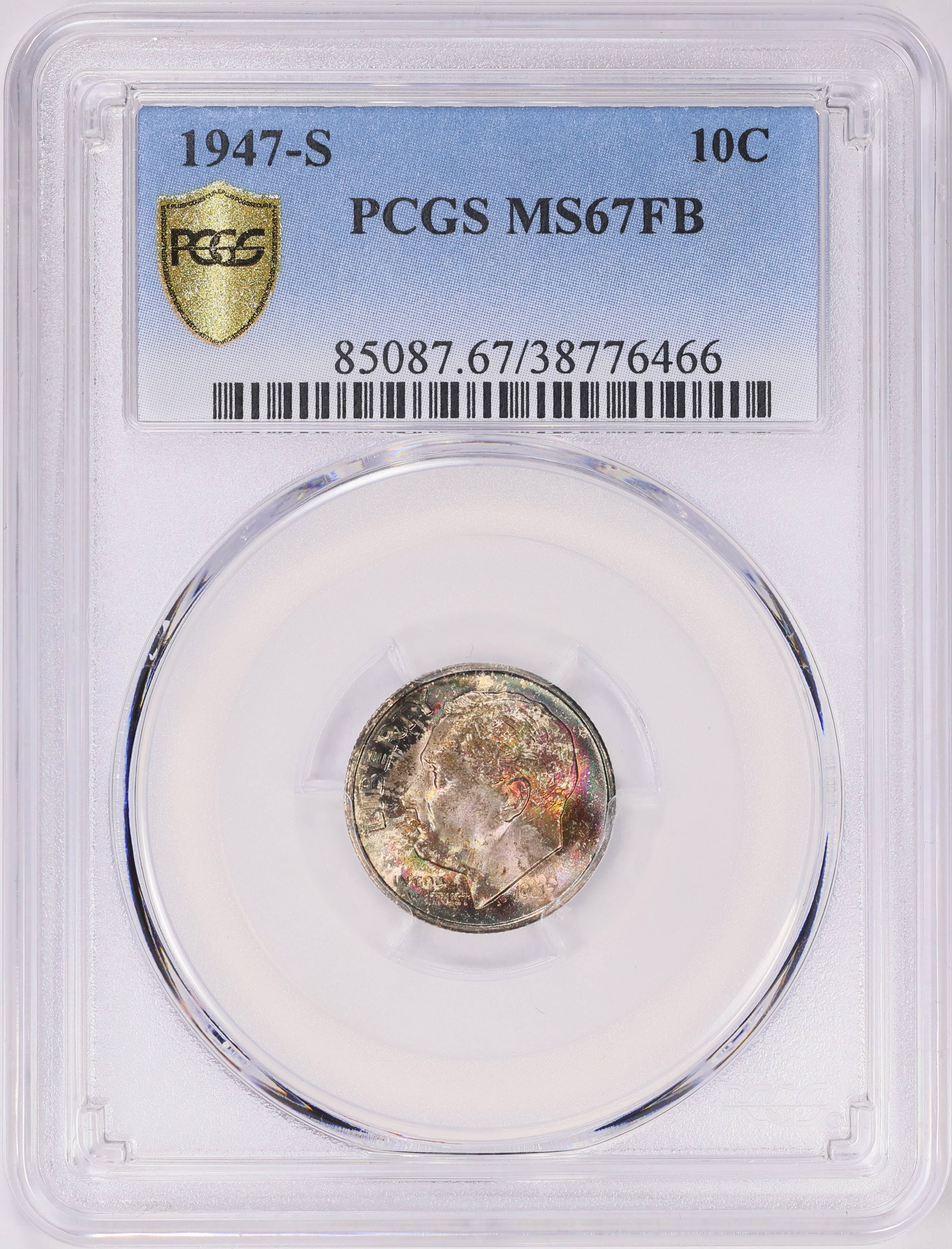 1947-S Roosevelt Dime PCGS MS-67 FB (Toned) (Item 1833251) | GreatCollections Coin Auctions