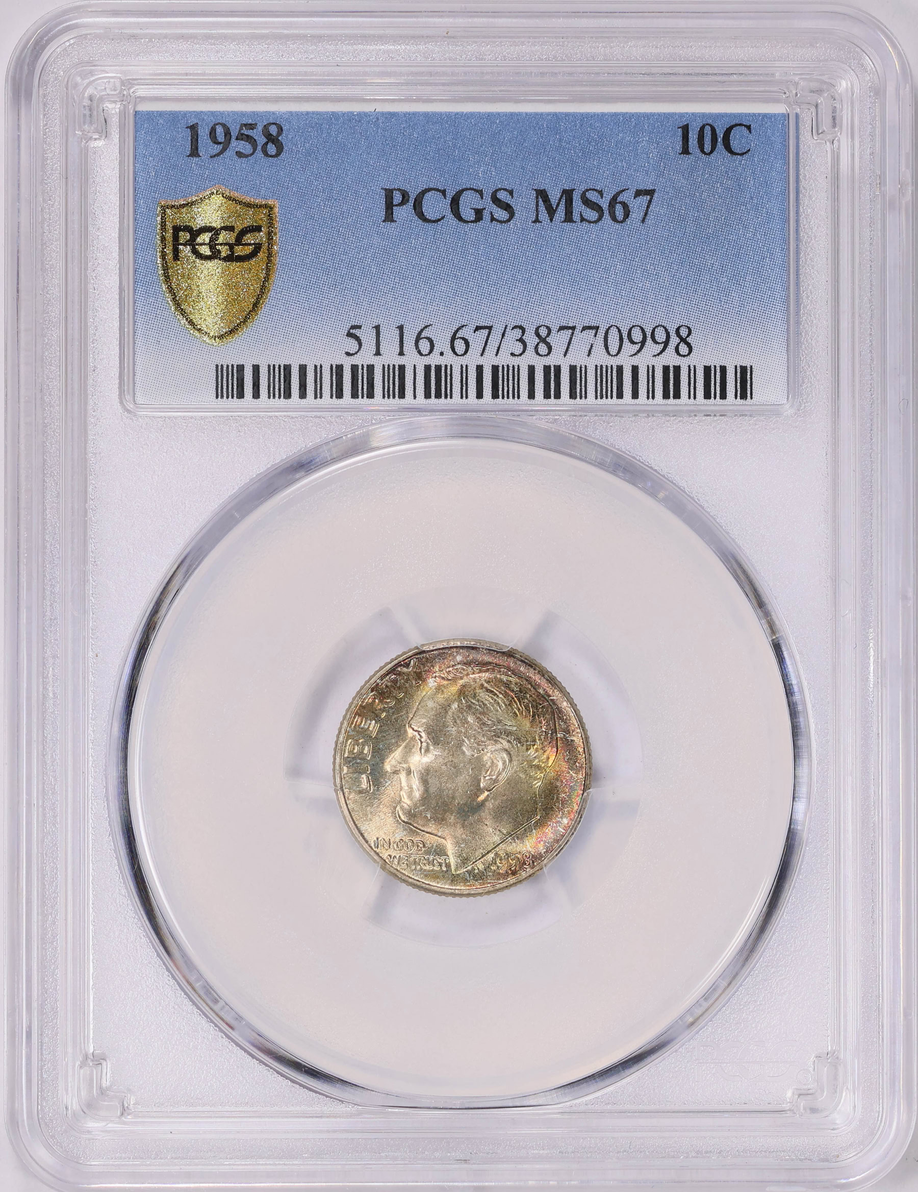 1958 Roosevelt Dime PCGS MS-67 (Toned) (Item 1833265 ...