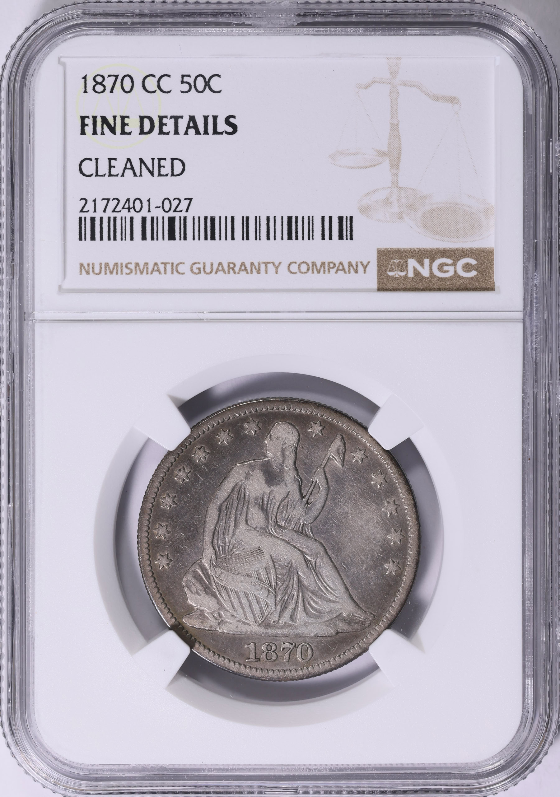 1870-CC Seated Liberty Half Dollar NGC Fine Details (Item 1833272 ...