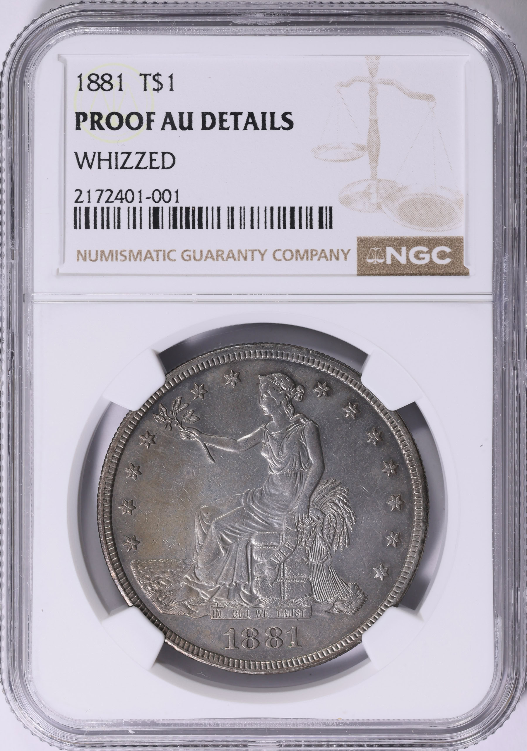 1881 Trade Silver Dollar NGC Proof AU Details (Item 1833274) | GreatCollections Coin Auctions