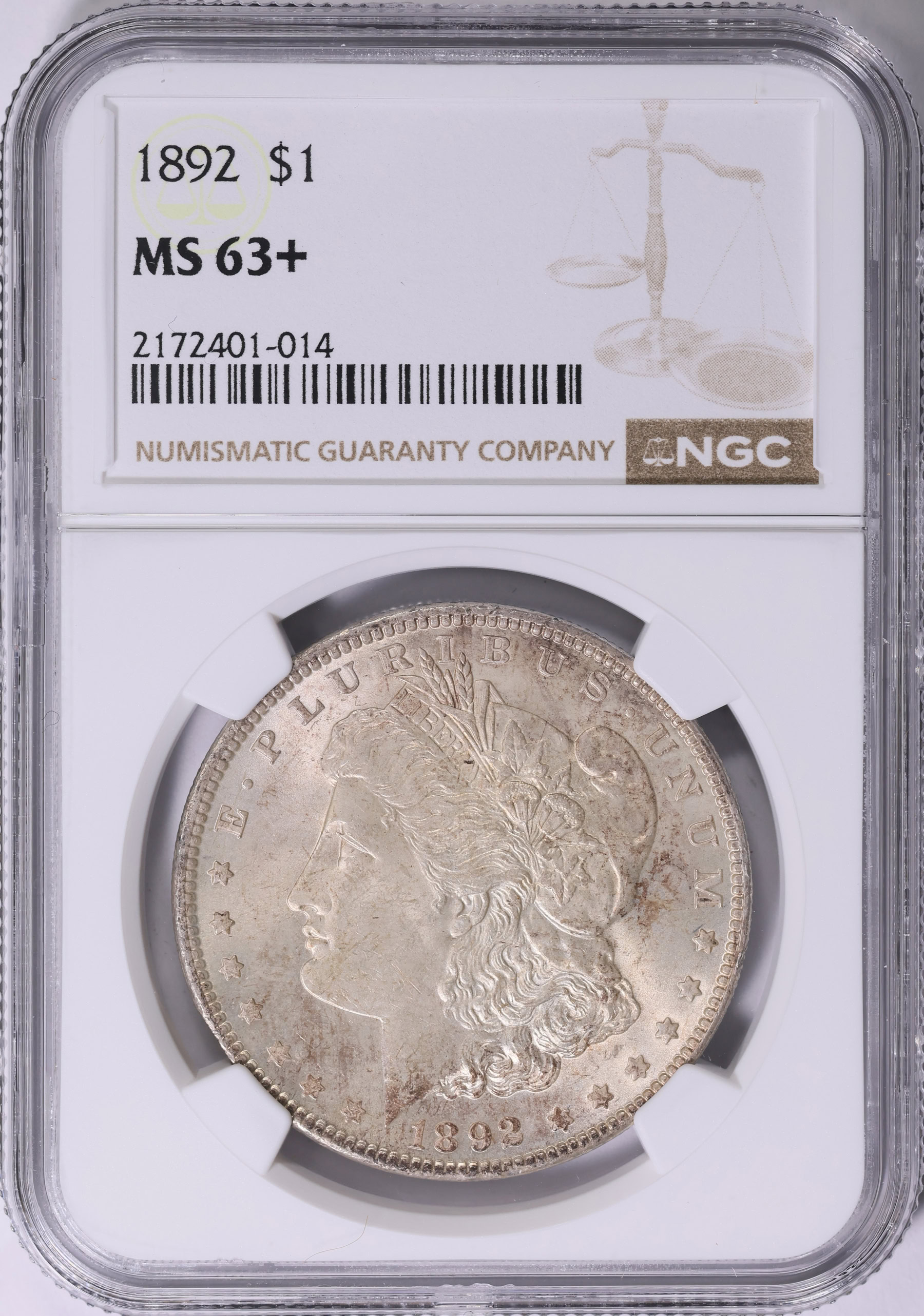 1892 Morgan Silver Dollar NGC MS-63+ (Item 1833283) | GreatCollections Coin Auctions