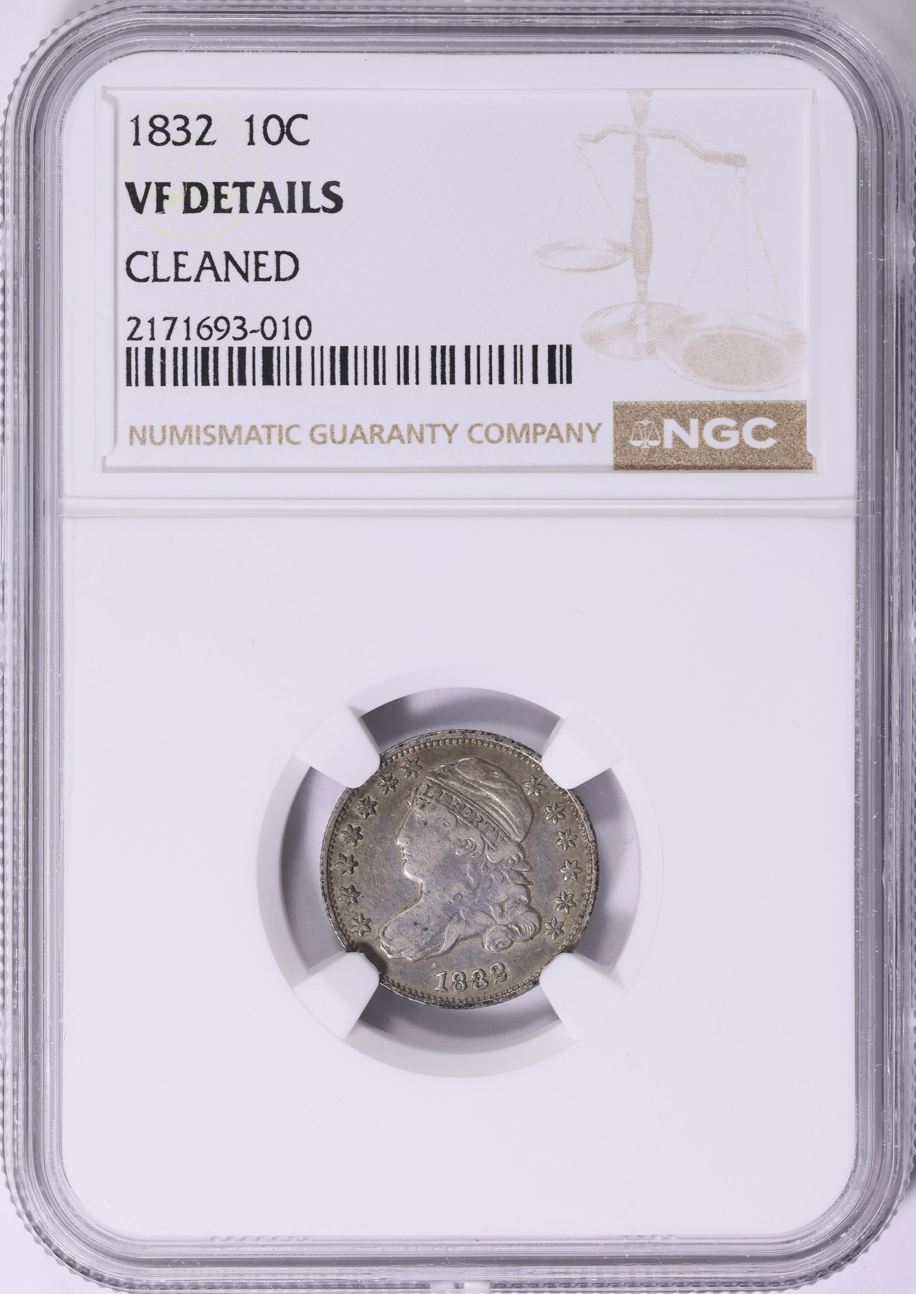 1832 Capped Bust Dime NGC VF Details (Item 1833294) | GreatCollections ...