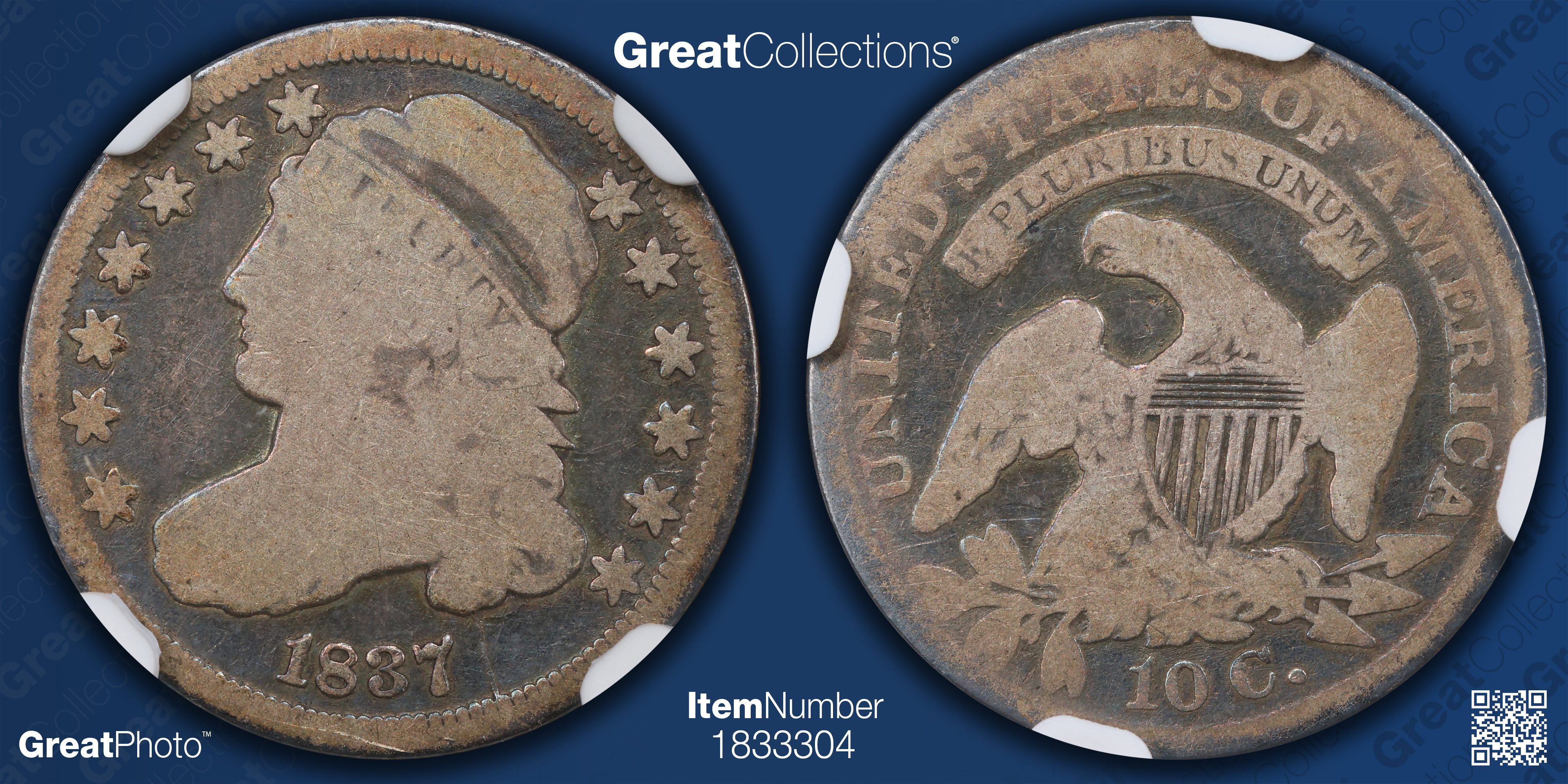 1837 Capped Bust Dime NGC G-04 (Toned) (Item 1833304 ...