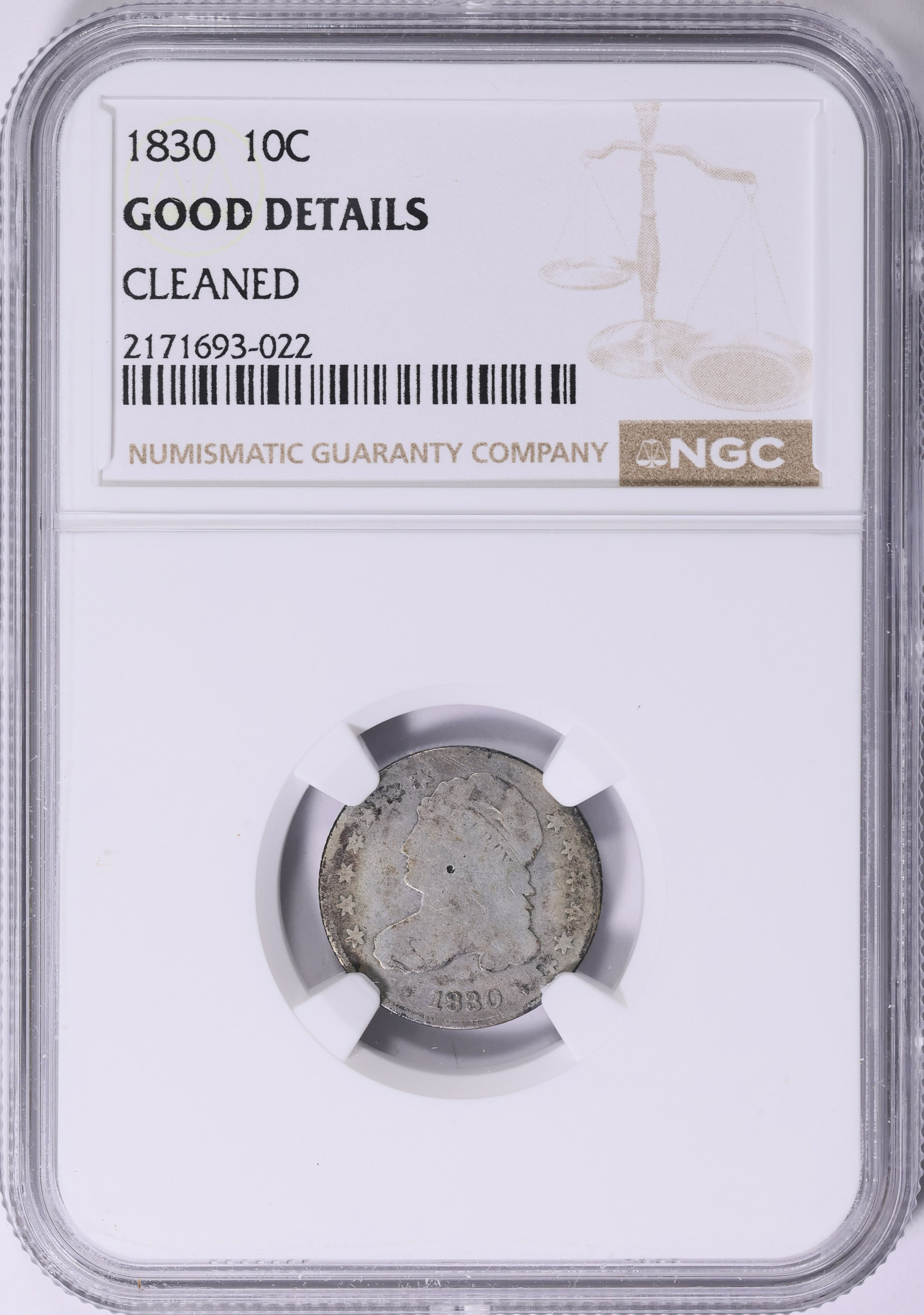 1830 Capped Bust Dime NGC Good Details (Item 1833309 ...