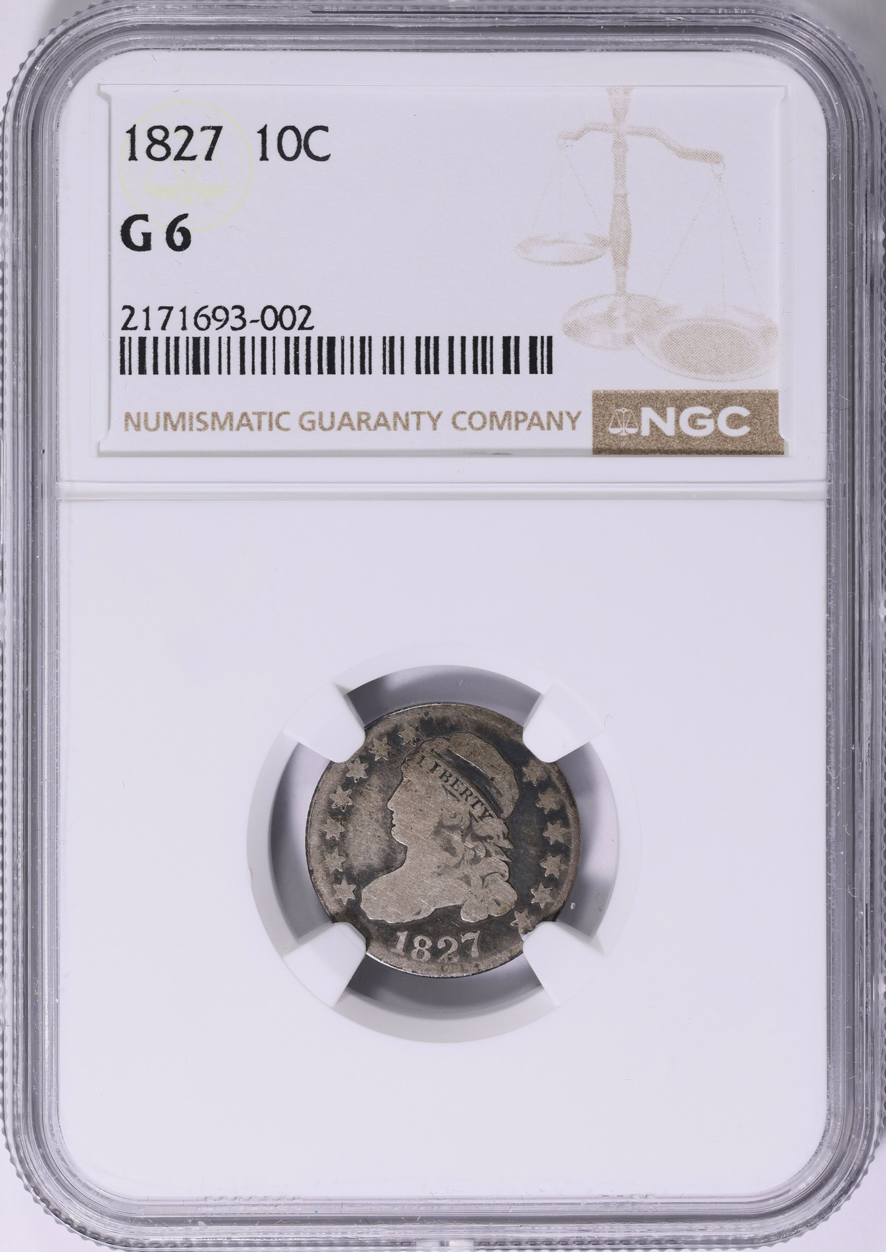1827 Capped Bust Dime NGC G-06 (Toned) (Item 1833319) | GreatCollections Coin Auctions