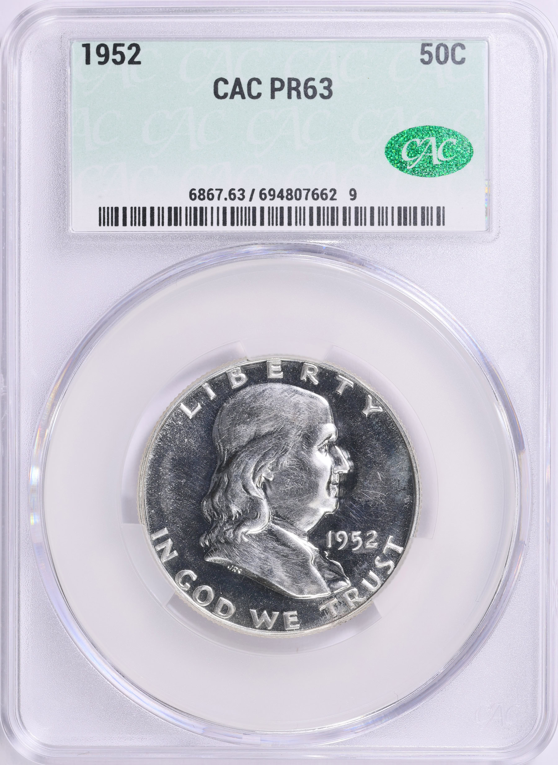 1952 Franklin Half Dollar CACG Proof-63 (Item 1833453 ...