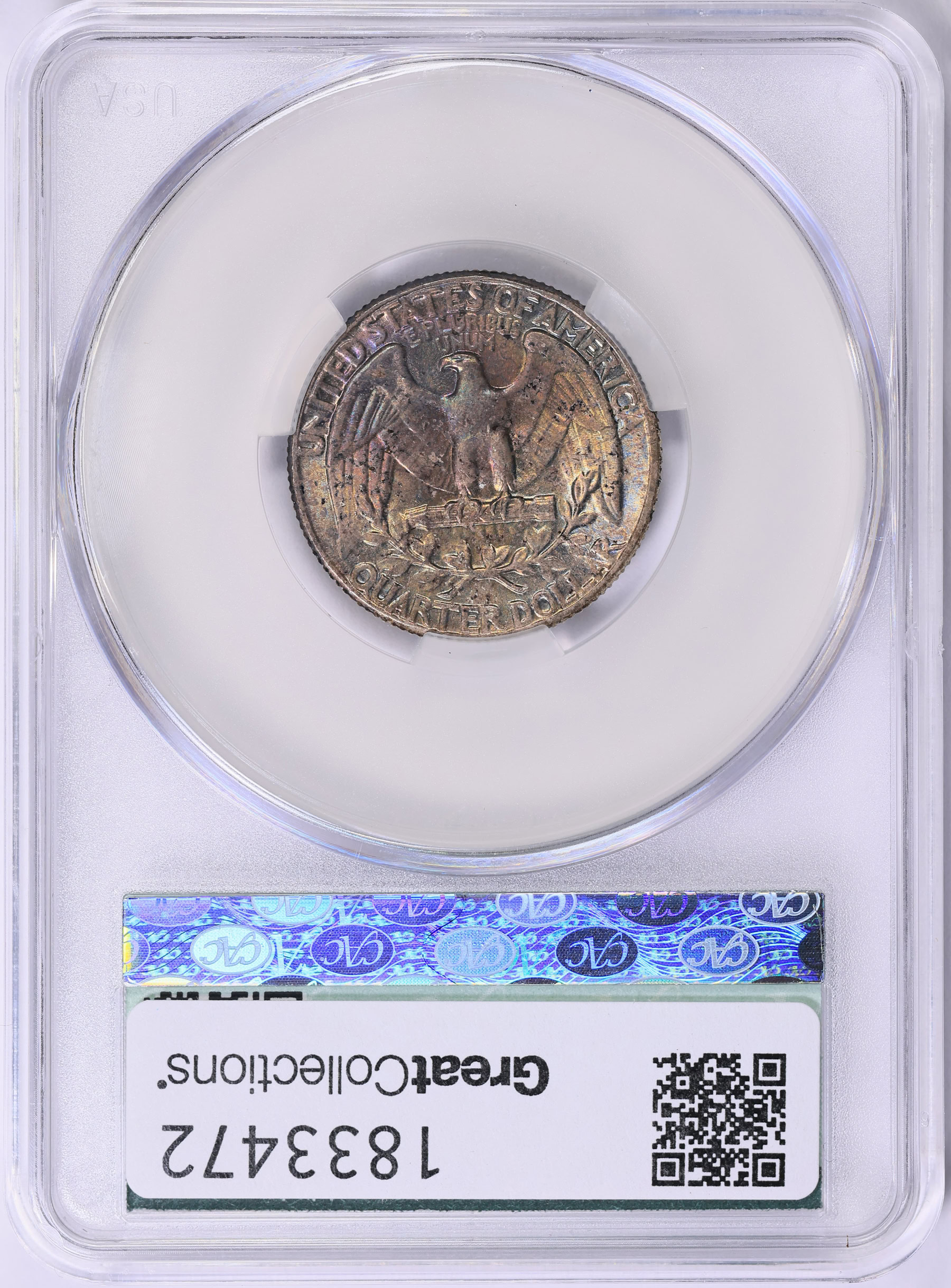 1958 Washington Quarter CACG MS-66 (Toned) (Item 1833472) | GreatCollections Coin Auctions