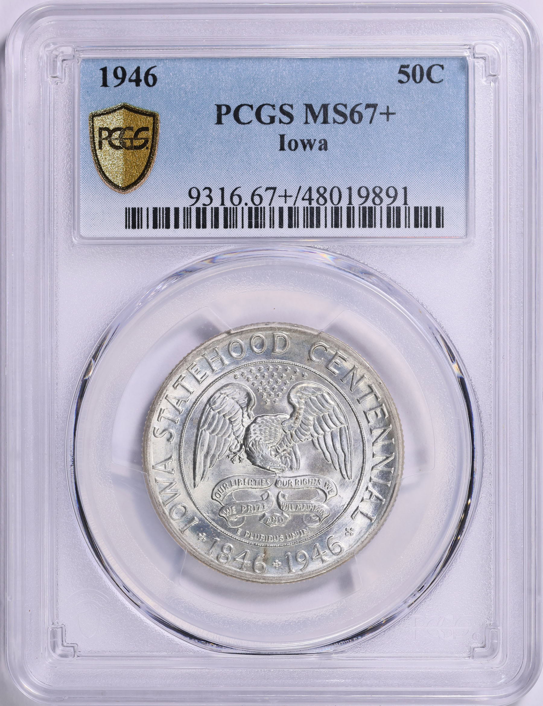 1946 Iowa Centennial Half Dollar PCGS MS-67+ (Item 1833502 ...