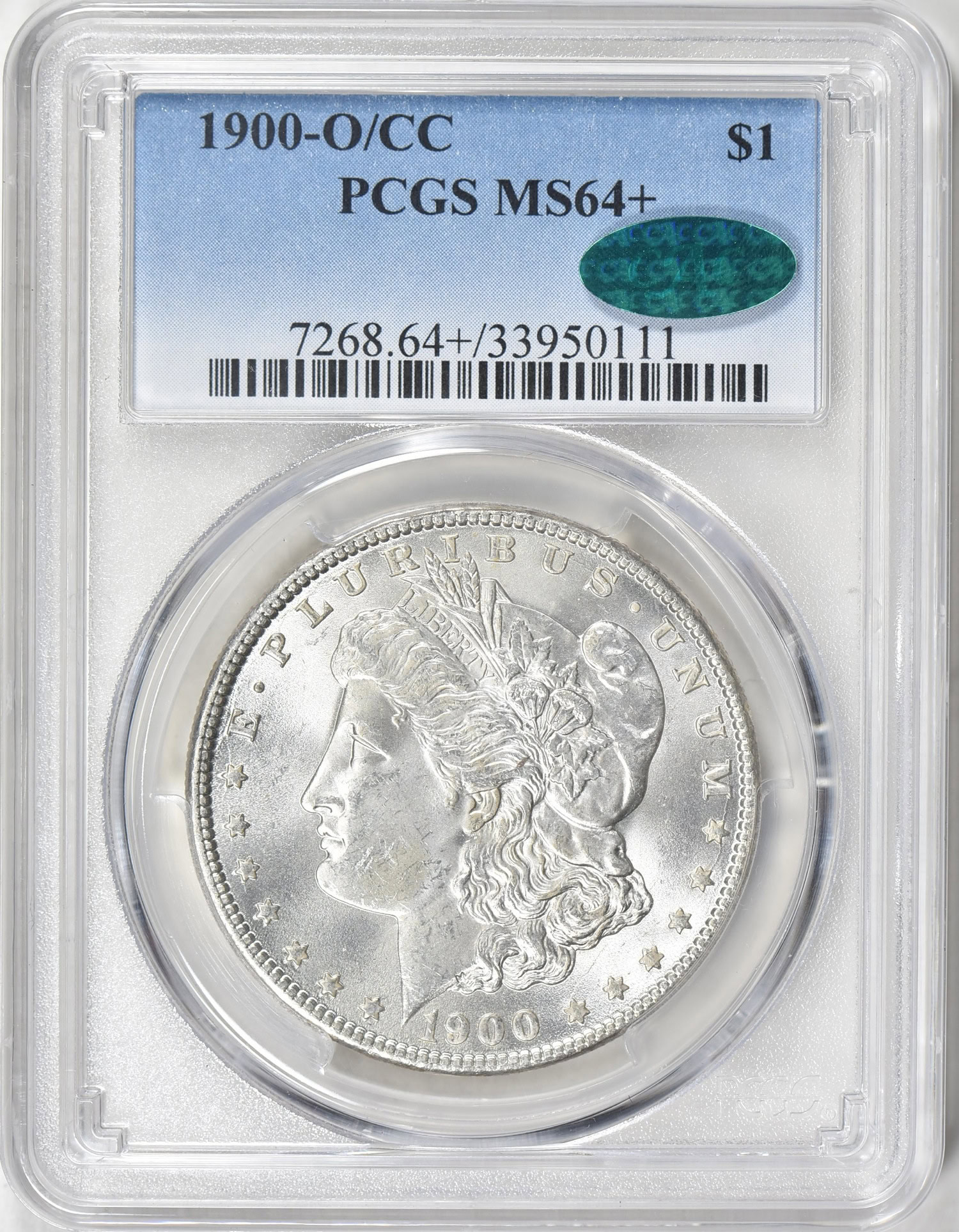 1900-O/CC Morgan Silver Dollar PCGS MS-64+ (CAC Green) (Item 1833535) | GreatCollections Coin ...