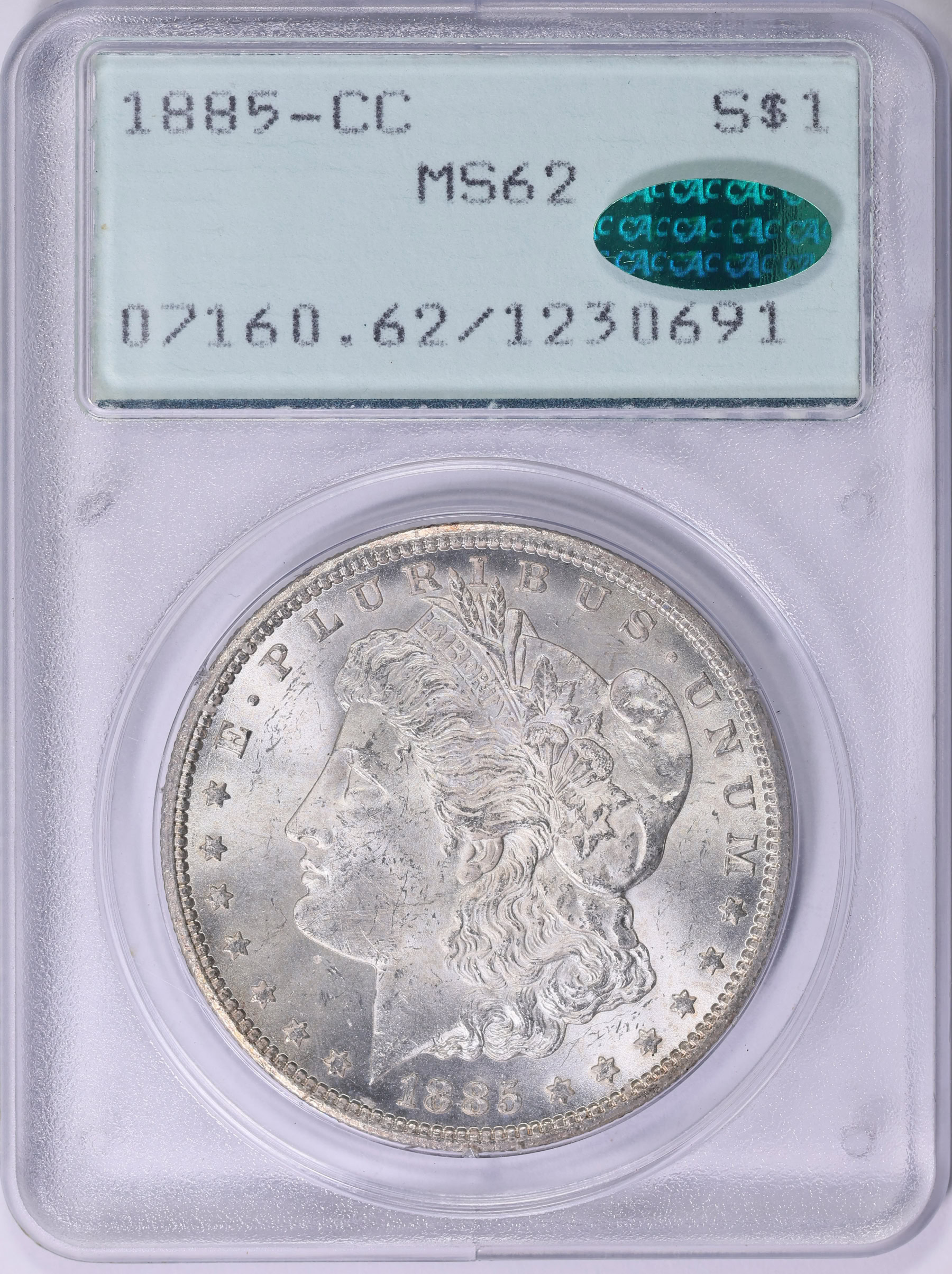 1885-CC Morgan Silver Dollar PCGS MS-62 (CAC Green) OGH (1st Gen) (Item 1833561 ...