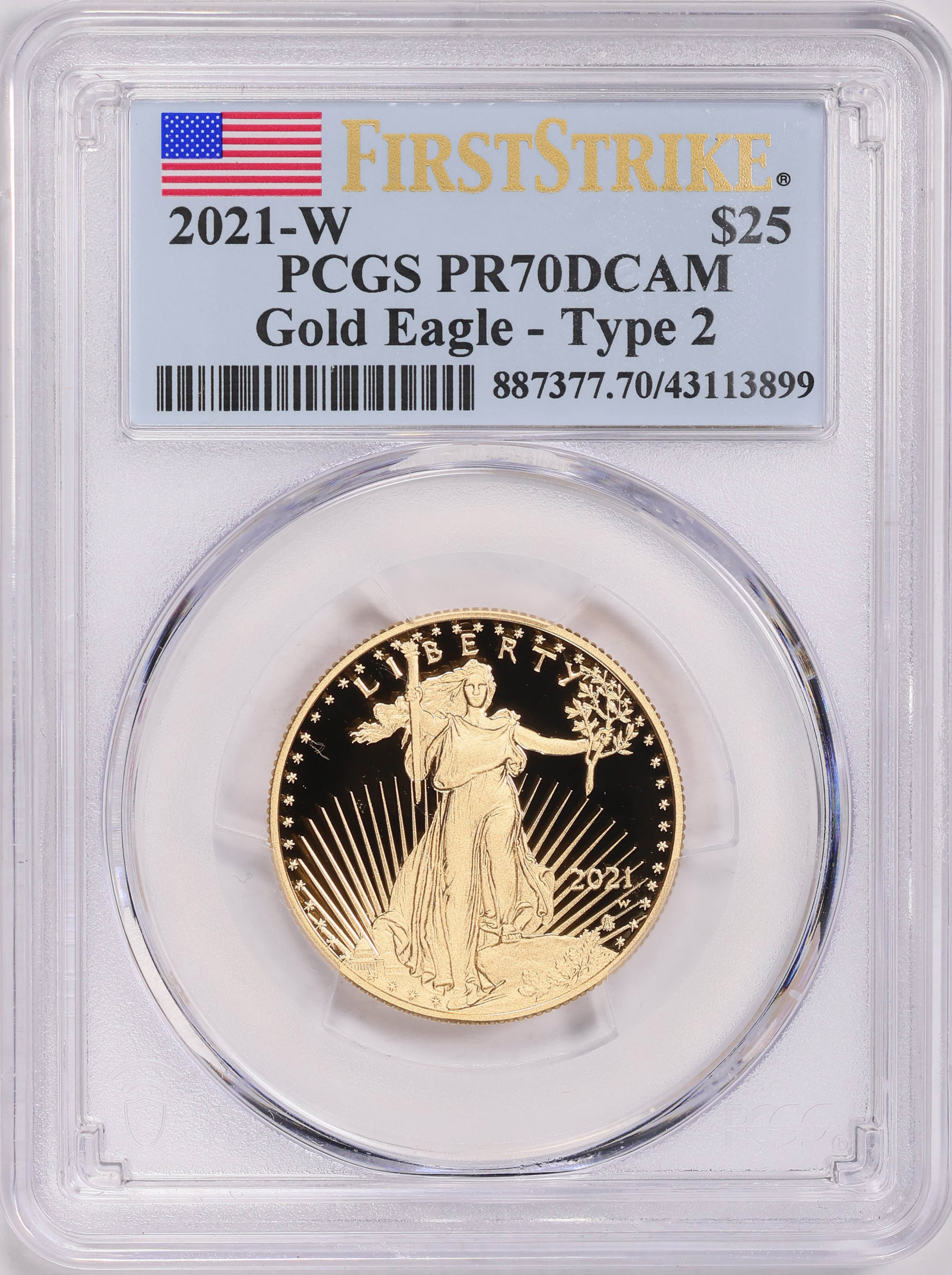 2021-W $25 Half-Ounce Gold American Eagle Type 2 First Strike PCGS Proof-70 DCAM (Item 1833590 ...