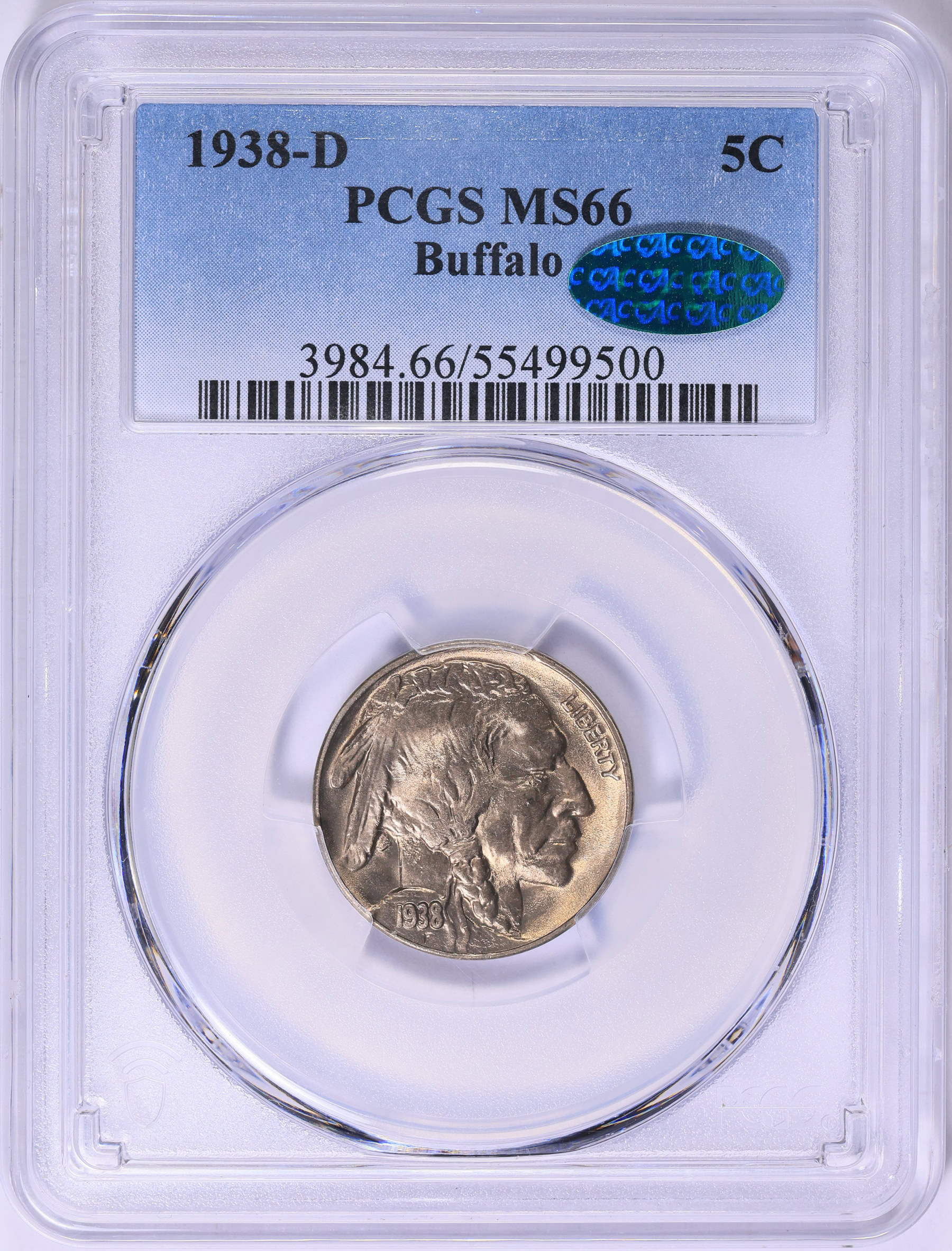 1938-D Buffalo Nickel PCGS MS-66 (CAC Green) (Item 1833678) | GreatCollections Coin Auctions